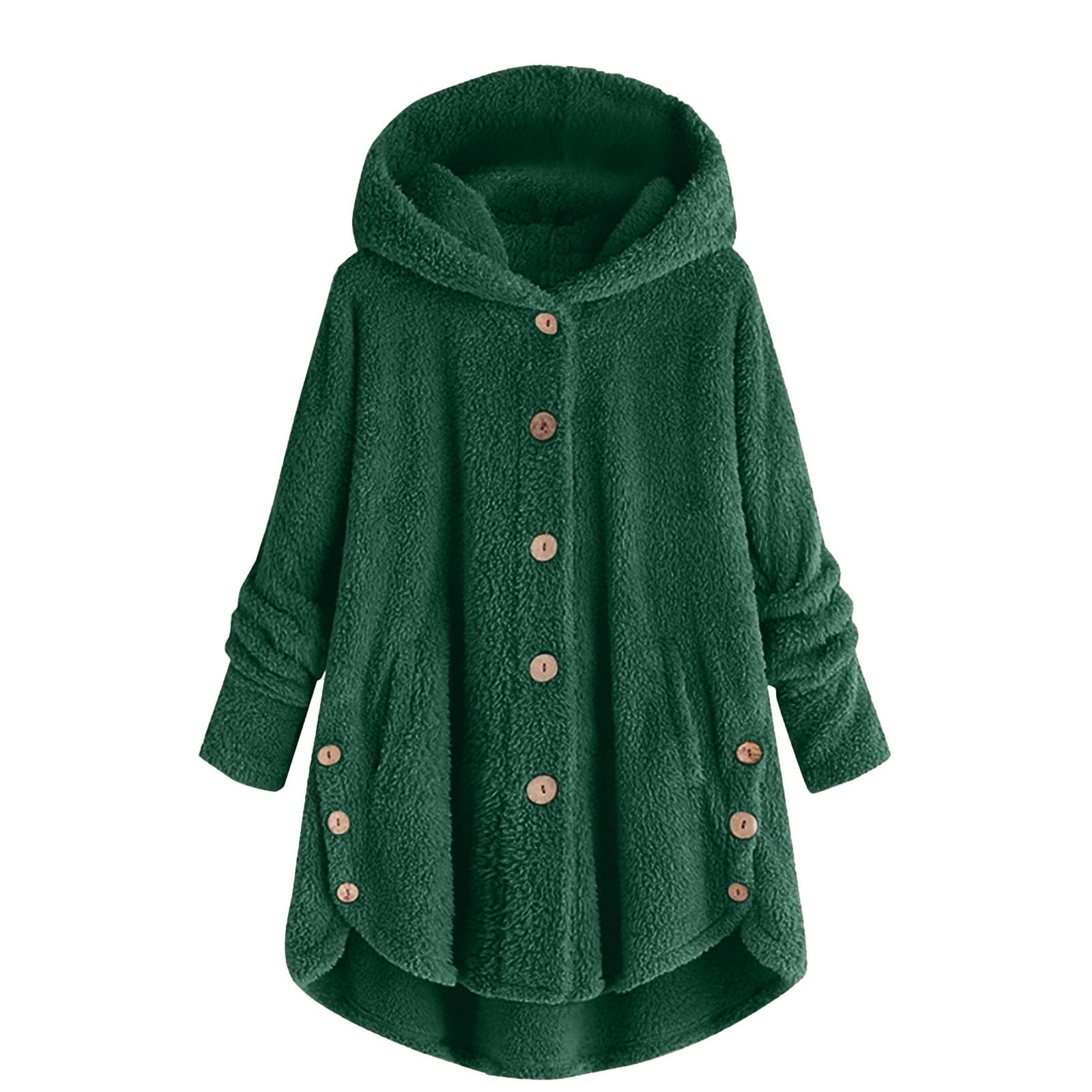 Moxiu Fleece Jacket Women Long Sleeve Sherpa Hooded Coats Winter Warm ...