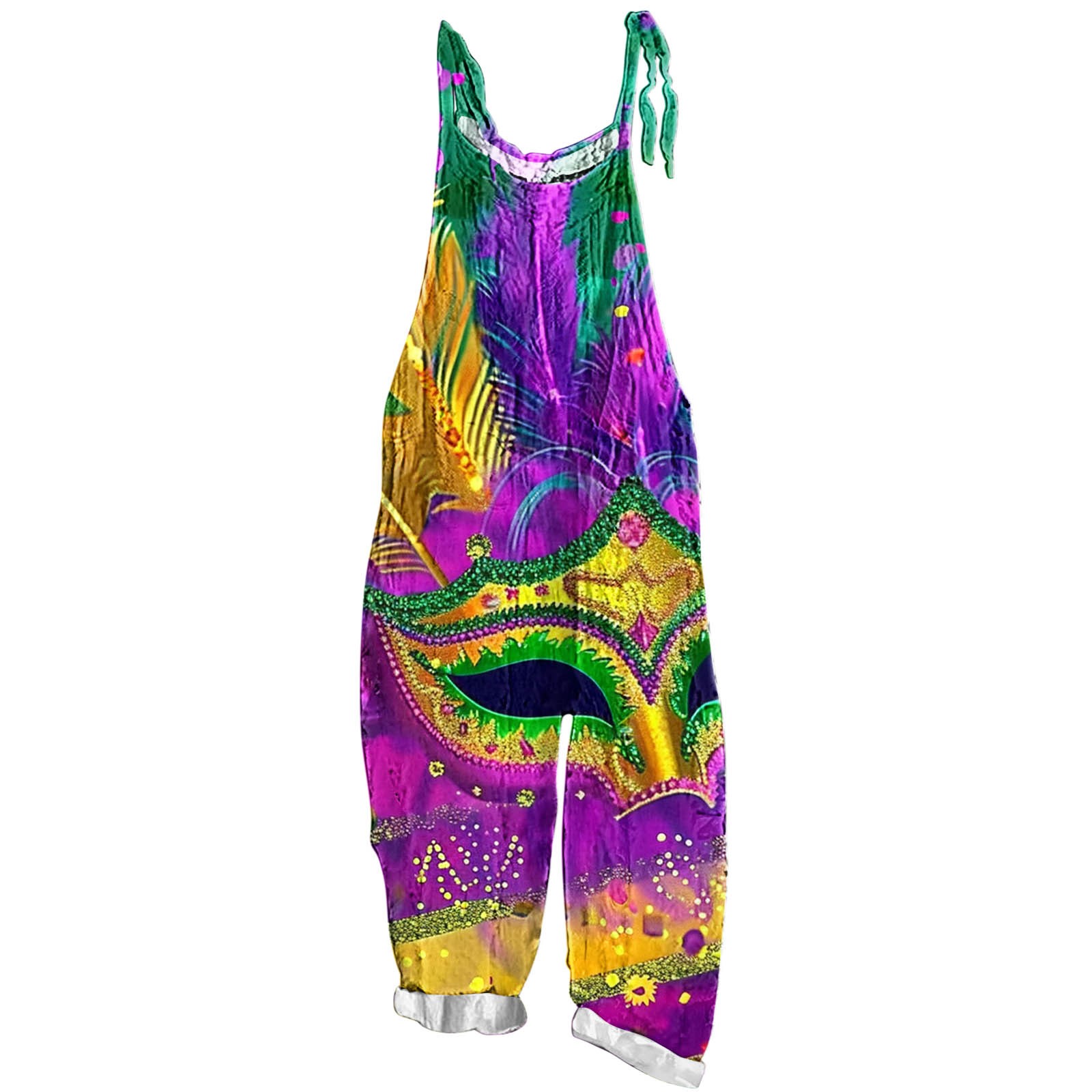 Moxiu Mardi Gras Jumpsuit Women Sparkly Sequin Glitter Sleeveless Wide ...