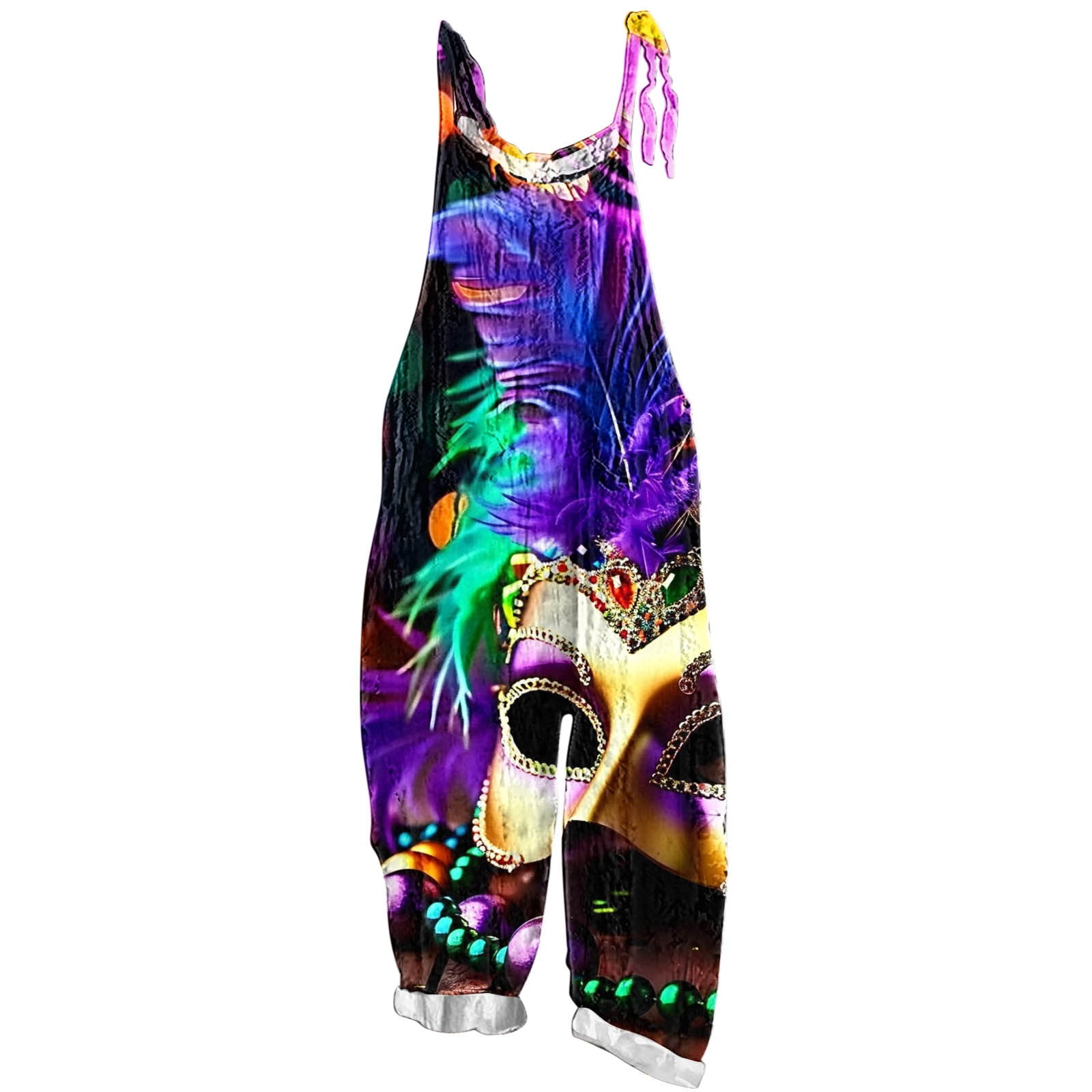 Moxiu Mardi Gras Jumpsuit Women Sparkly Sequin Glitter Sleeveless Wide ...