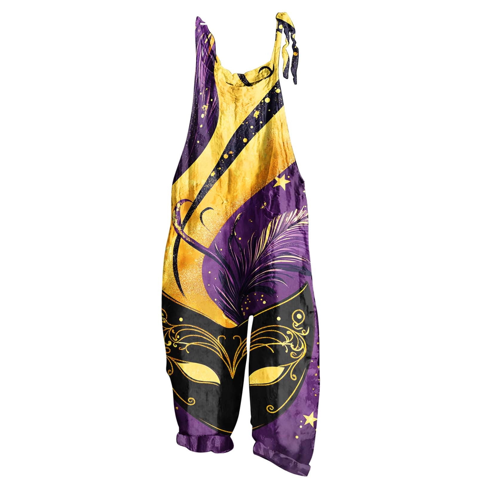 Moxiu Mardi Gras Overalls Women Carnival Themed Mask Print Adjustable ...