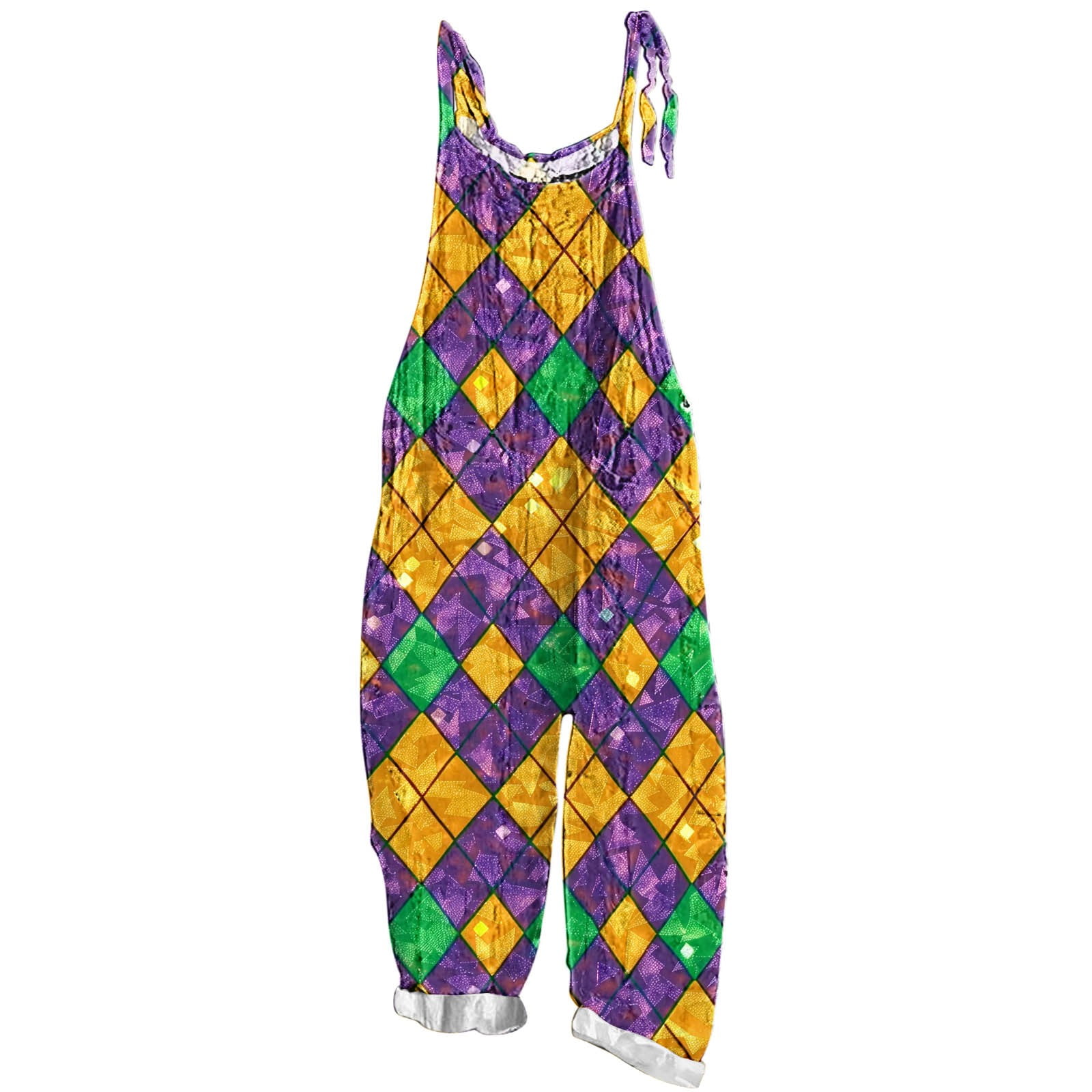 Moxiu Mardi Gras Overalls Women Sparkly Sequin Glitter Sleeveless Wide ...