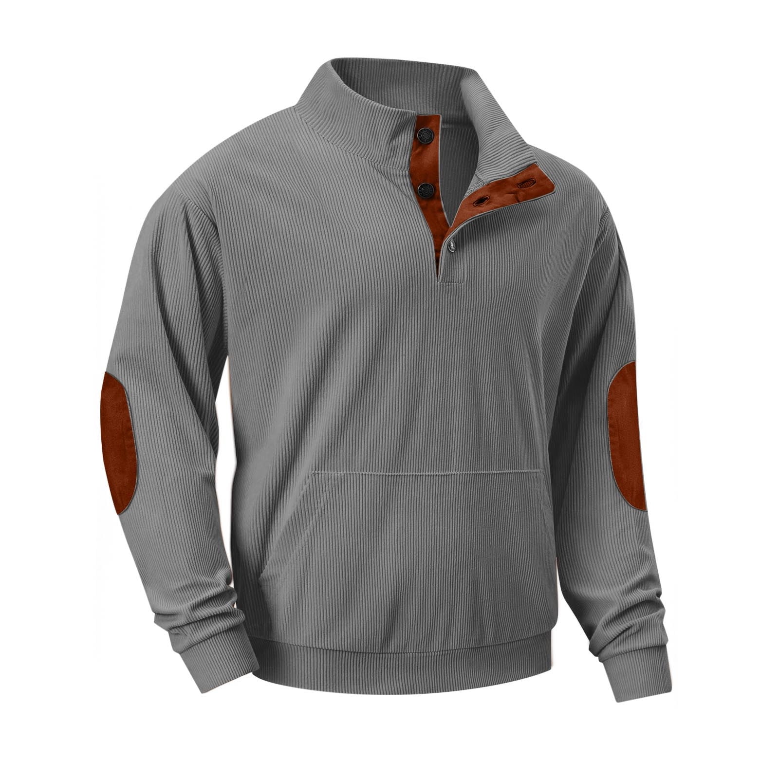 Moxiu Mens Casual Corduroy Sweatshirt 1/4 Button Up Pullover Long ...