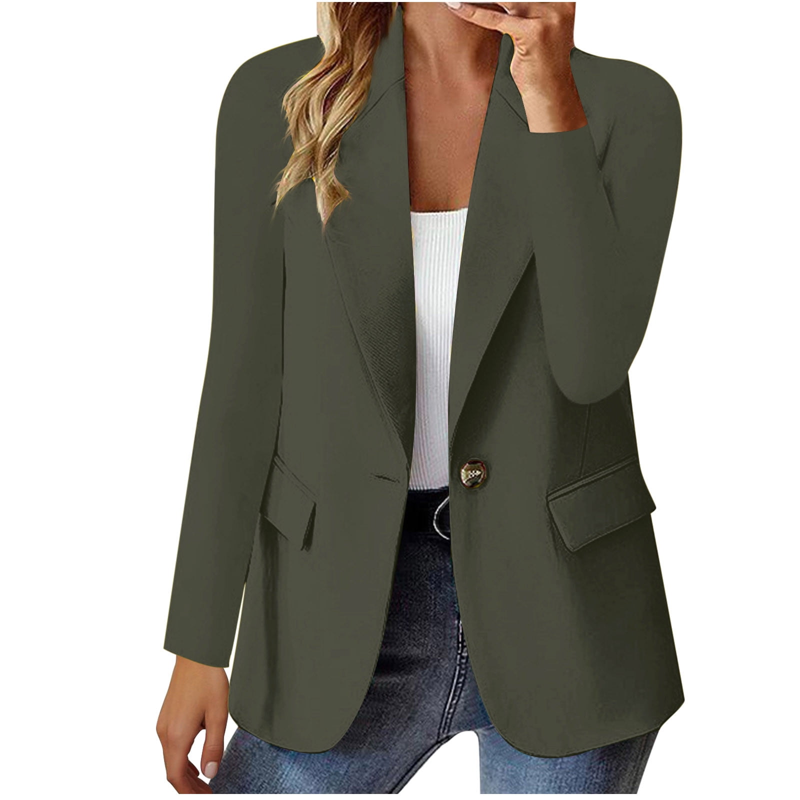 Moxiu Office Jacket for Women 2025 Professional Blazer Work Notch Lapel ...