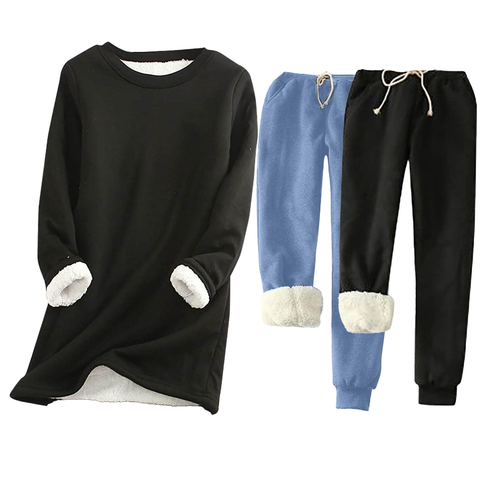 Moxiu Pajamas Women Set Winter Womens Fleece Loungewear Sets for 2 ...