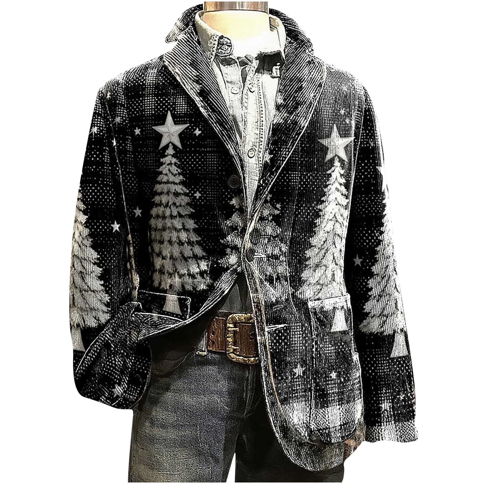 Moxiu Snowflake Men's Ugly Christmas Suit Jacket - Shawl Lapel One ...