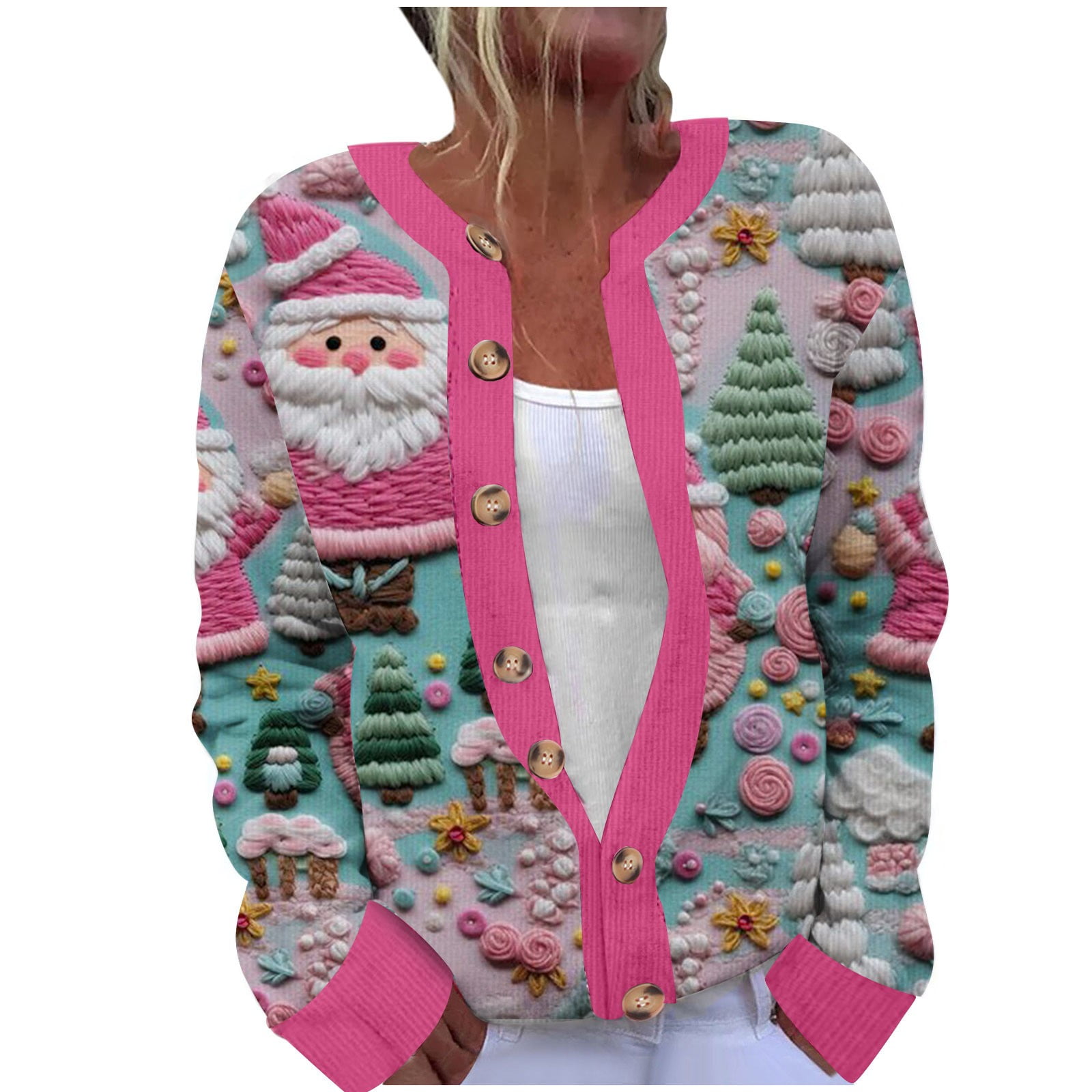 Moxiu Ugly Sweater Christmas Cardigan Sweaters for Women Long Sleeve ...