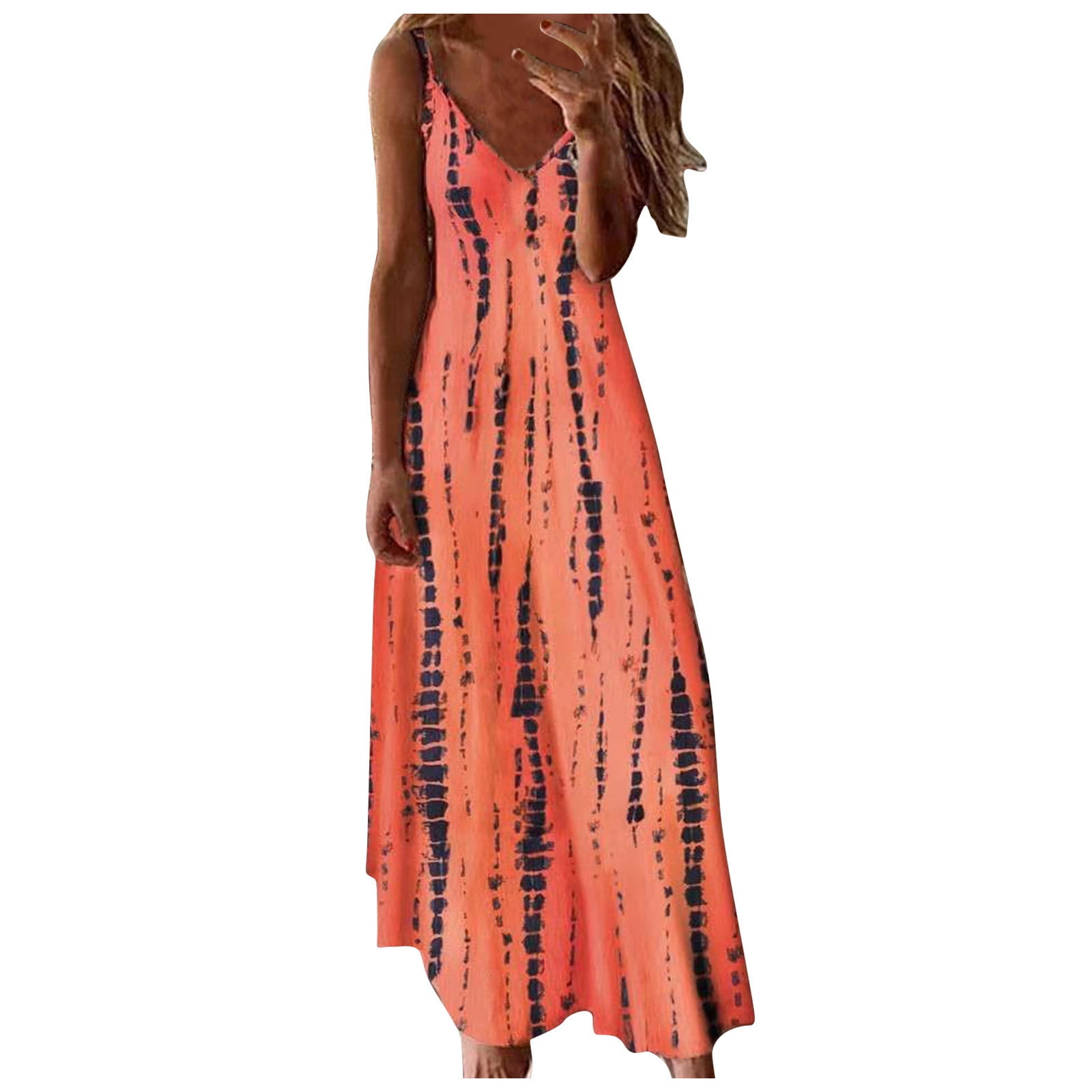 Moxiu Women Floral Summer Sundresses 2025 Spaghetti Strap Maxi Dresses ...