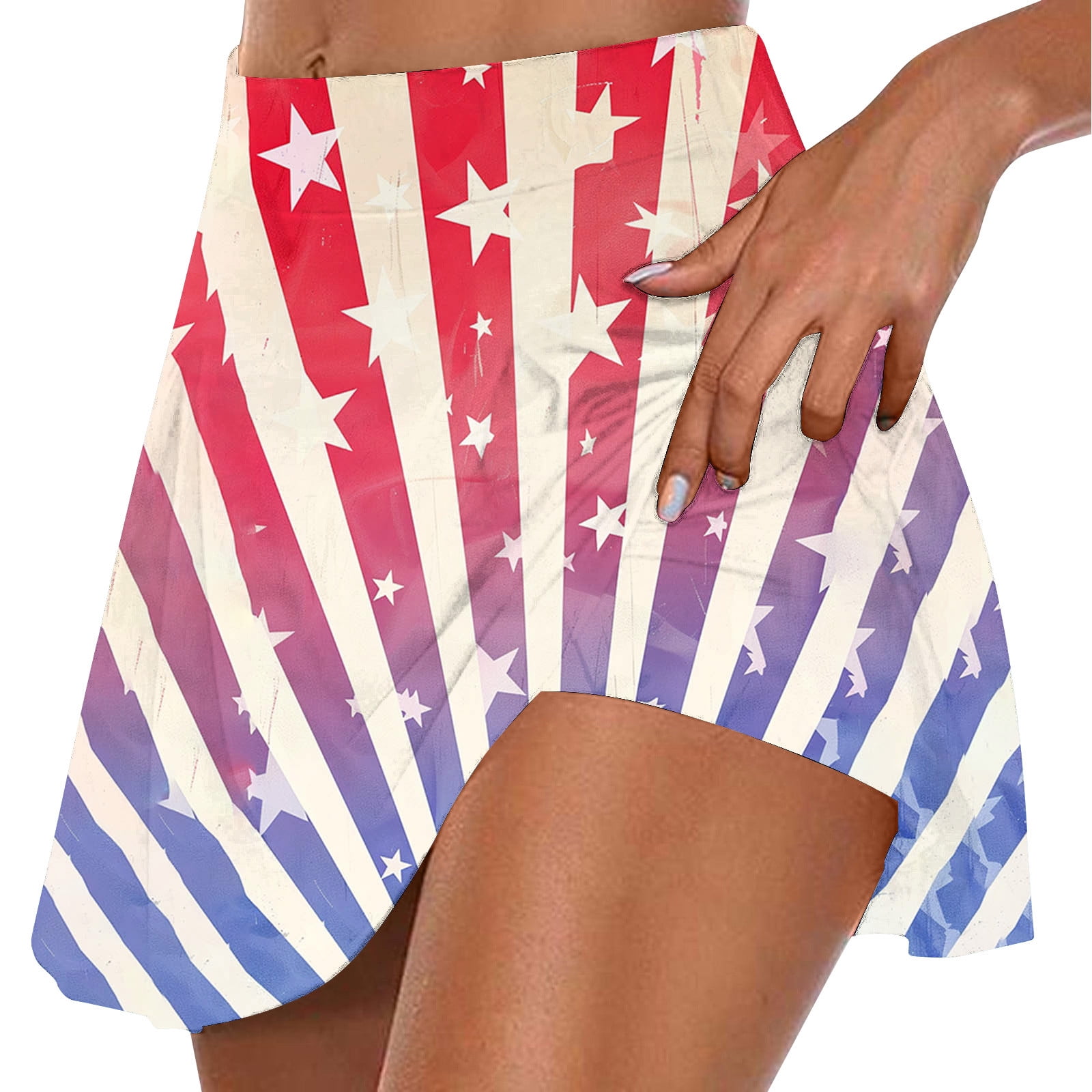 Moxiu Womens American Flag Skort 4th of July Skort Patriotic Tennis Skirt Pleated High Waisted ...