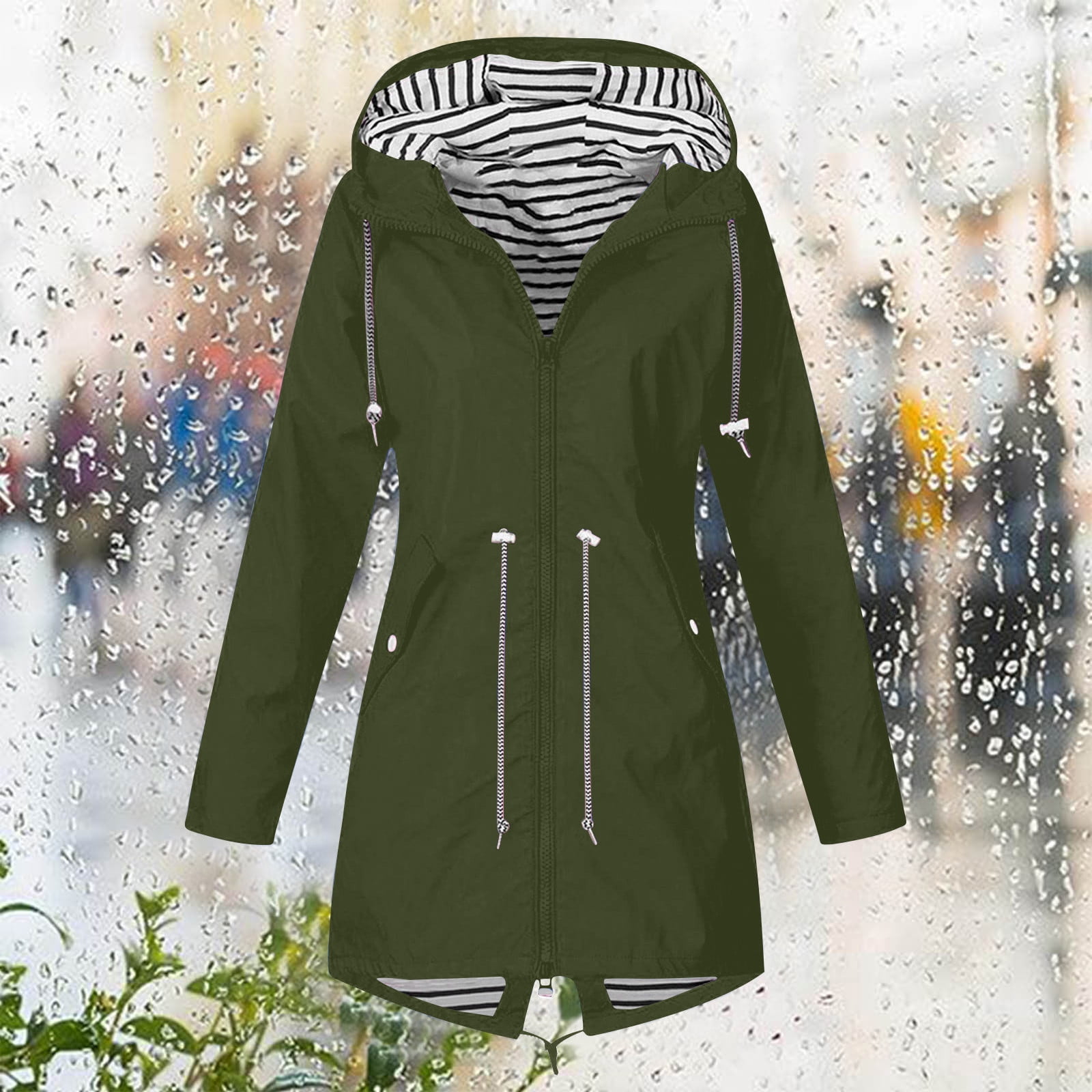Moxiu Womens Lightweight Raincoat Plus Size Waterproof with Hood ...
