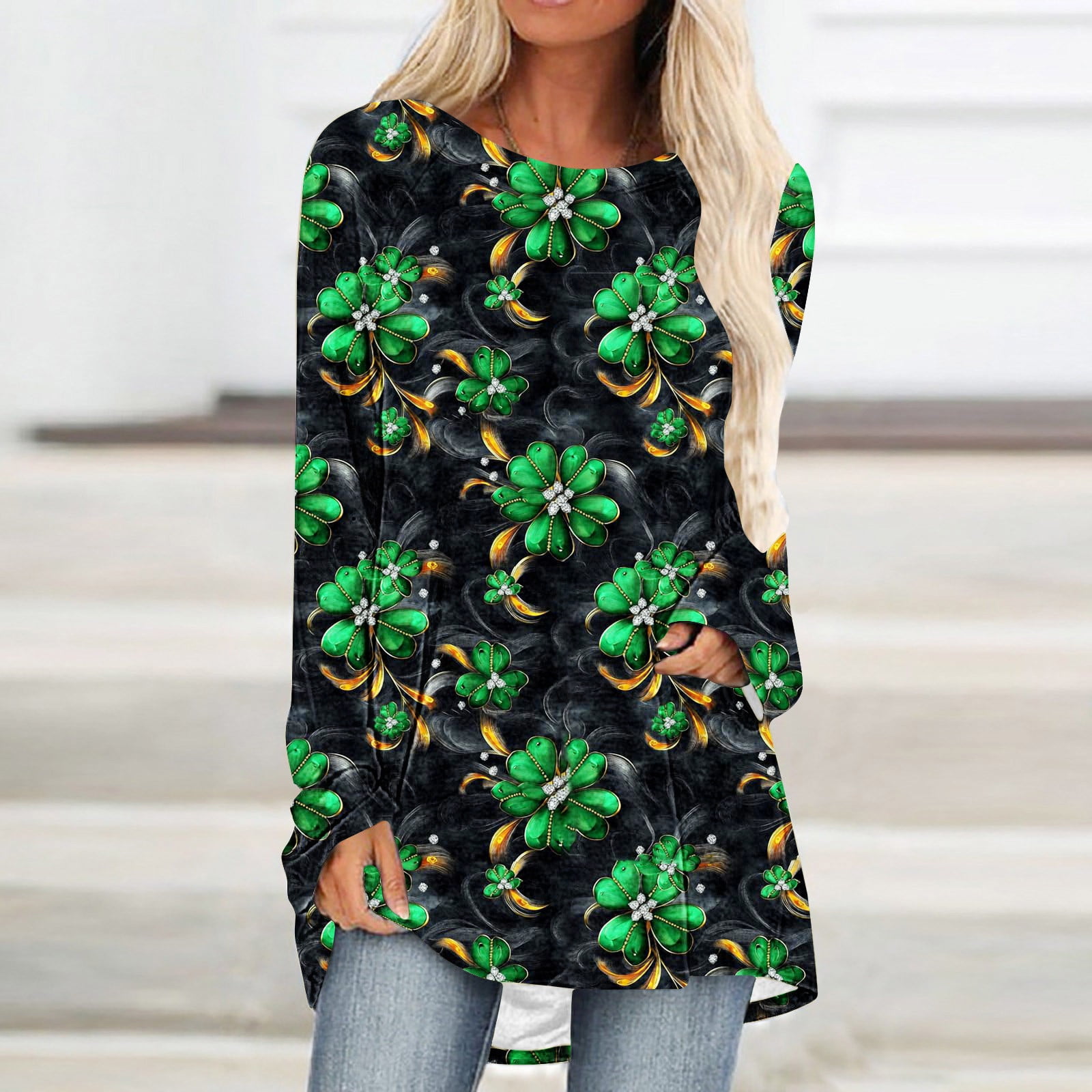 Moxiu Womens Long Tunics Tops to Wear with Leggings St Patrick's Day ...
