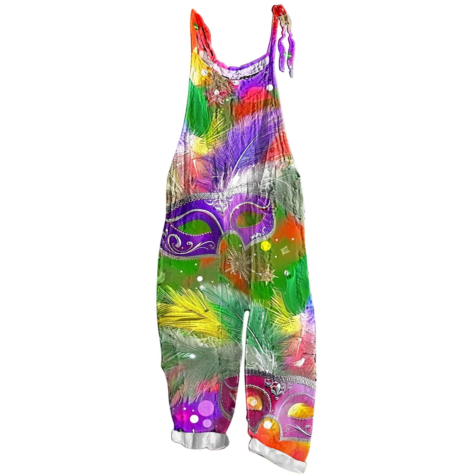 Moxiu Womens Mardi Gras Jumpsuit Sparkly Sequin Glitter Sleeveless Wide ...