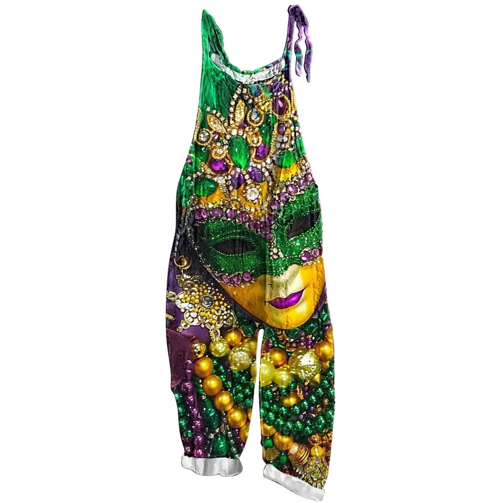 Moxiu Womens Mardi Gras Jumpsuit Sparkly Sequin Glitter Sleeveless Wide ...
