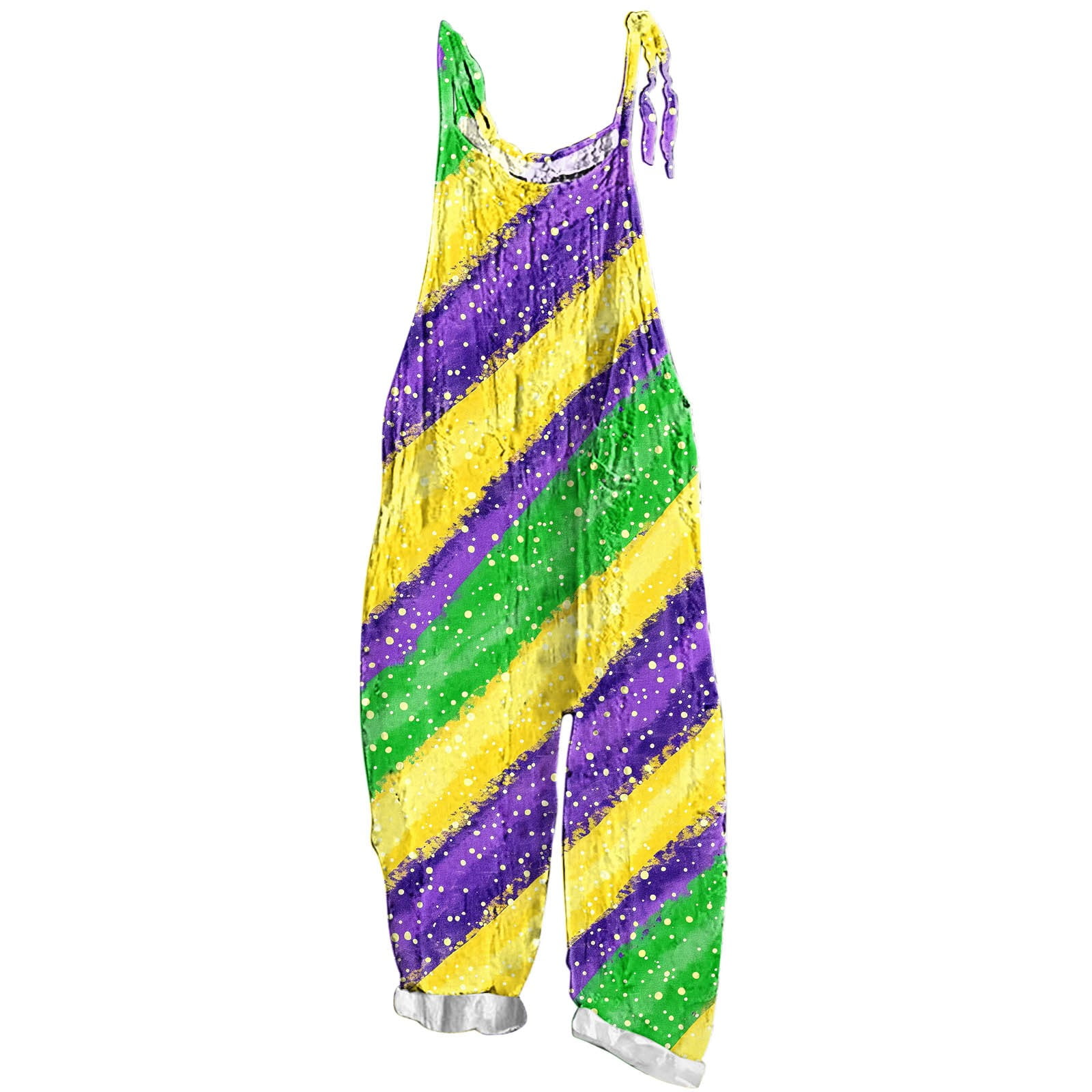 Moxiu Womens Mardi Gras Overalls Sparkly Sequin Glitter Sleeveless Wide ...
