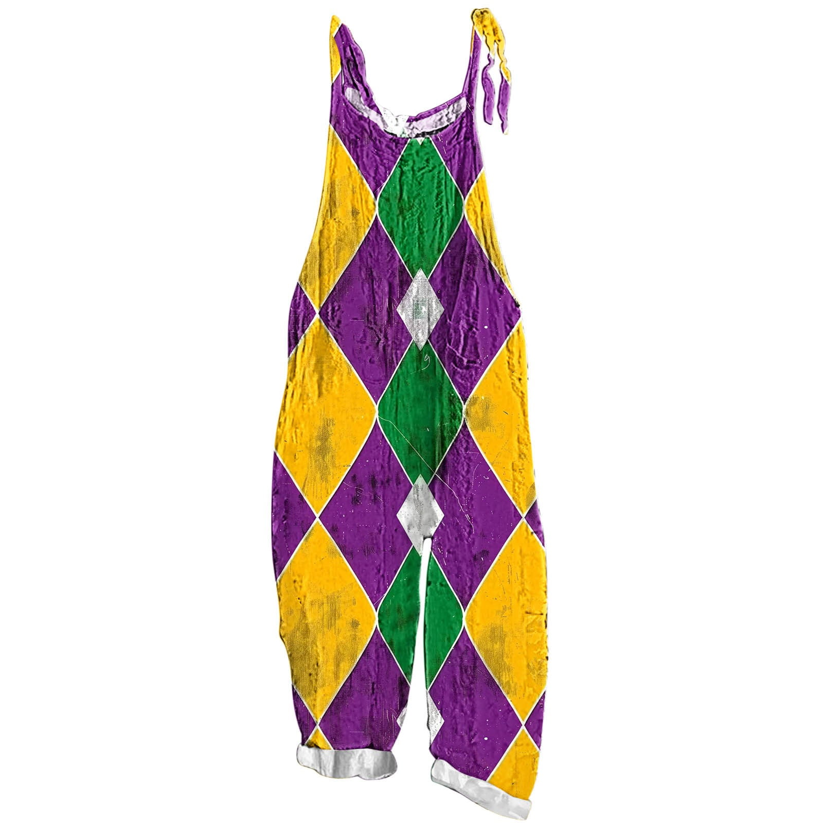 Moxiu Womens Mardi Gras Overalls Sparkly Sequin Glitter Sleeveless Wide ...