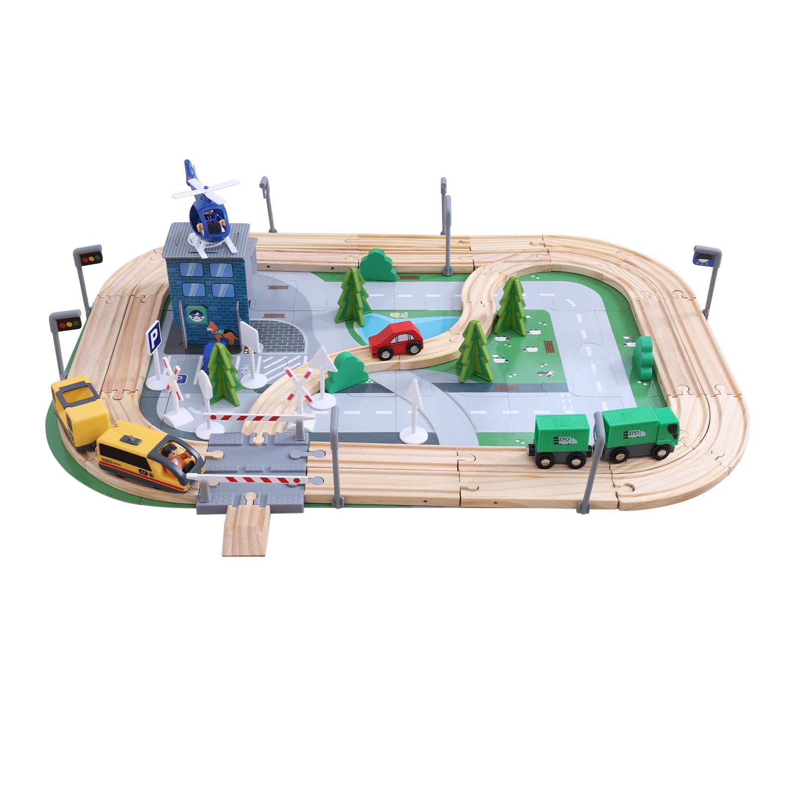 Moxufan 108 Pcs Kids Road Train Track Toy Set,Easily Connected ...