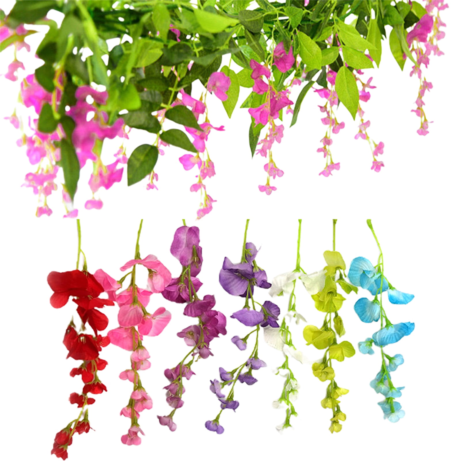 Moxufan 200CM Artificial Wisteria Flower Garland Realistic Home Wedding ...