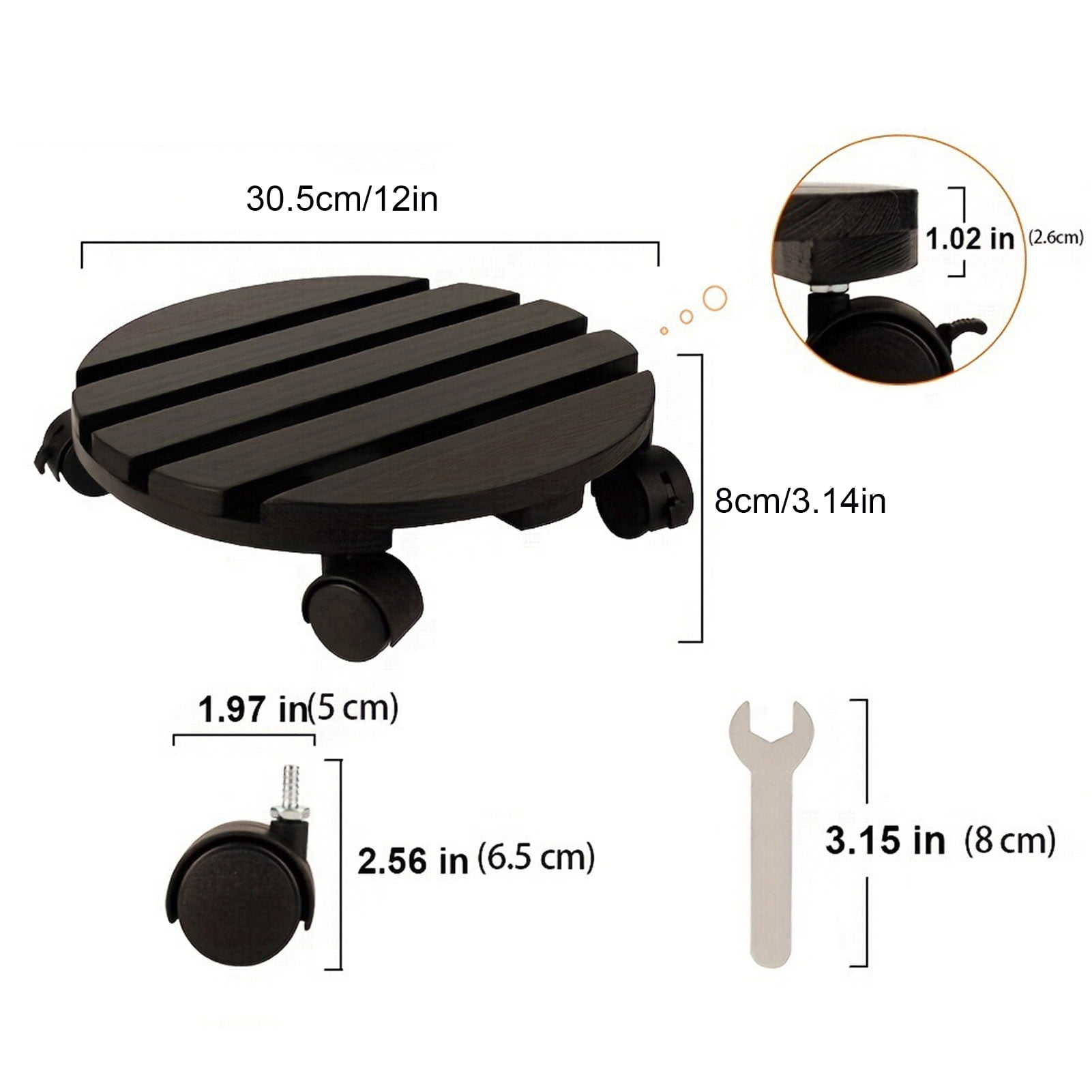 Moxufan 2Pcs Plant Roller Stand with Lockable 360° Rotating Wheels Wood ...