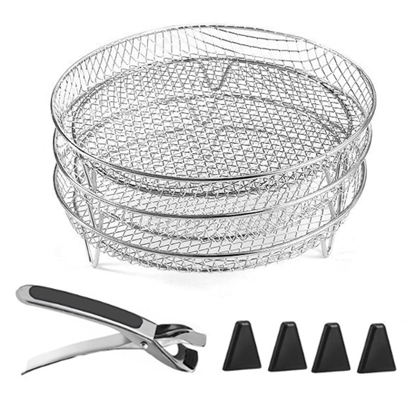 Moxufan 3-Layer Square Round Rectangle Air Fryer Rack Set Stainless ...