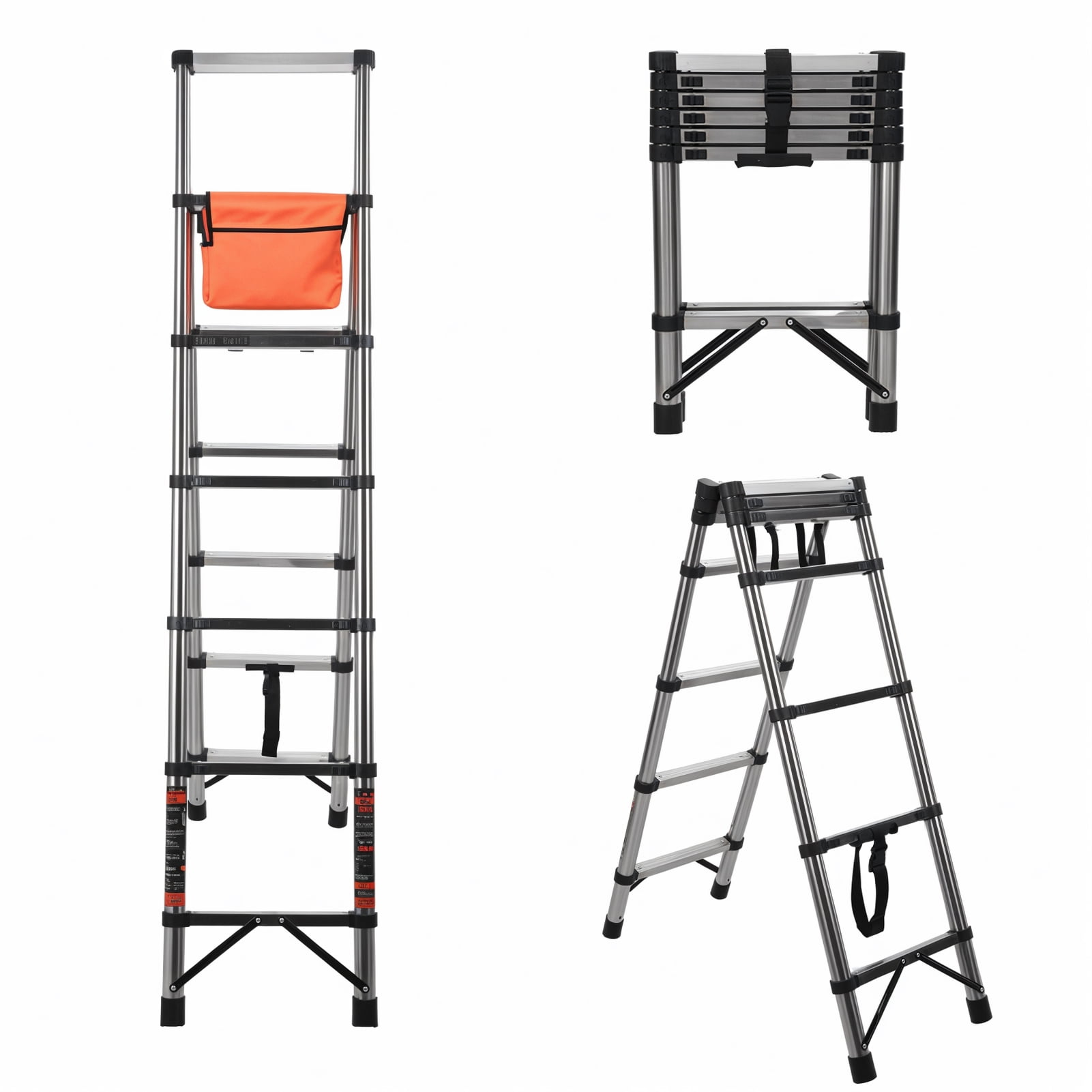 Moxufan 6.6ft A Frame Telescoping Ladder,Bearing 330lbs,Aluminum Alloy ...