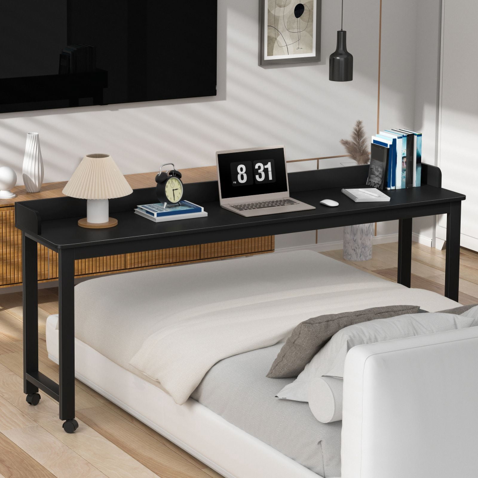 Moxufan Over Bed Table,Overbed Table with 360 Degree Wheels,Standing ...