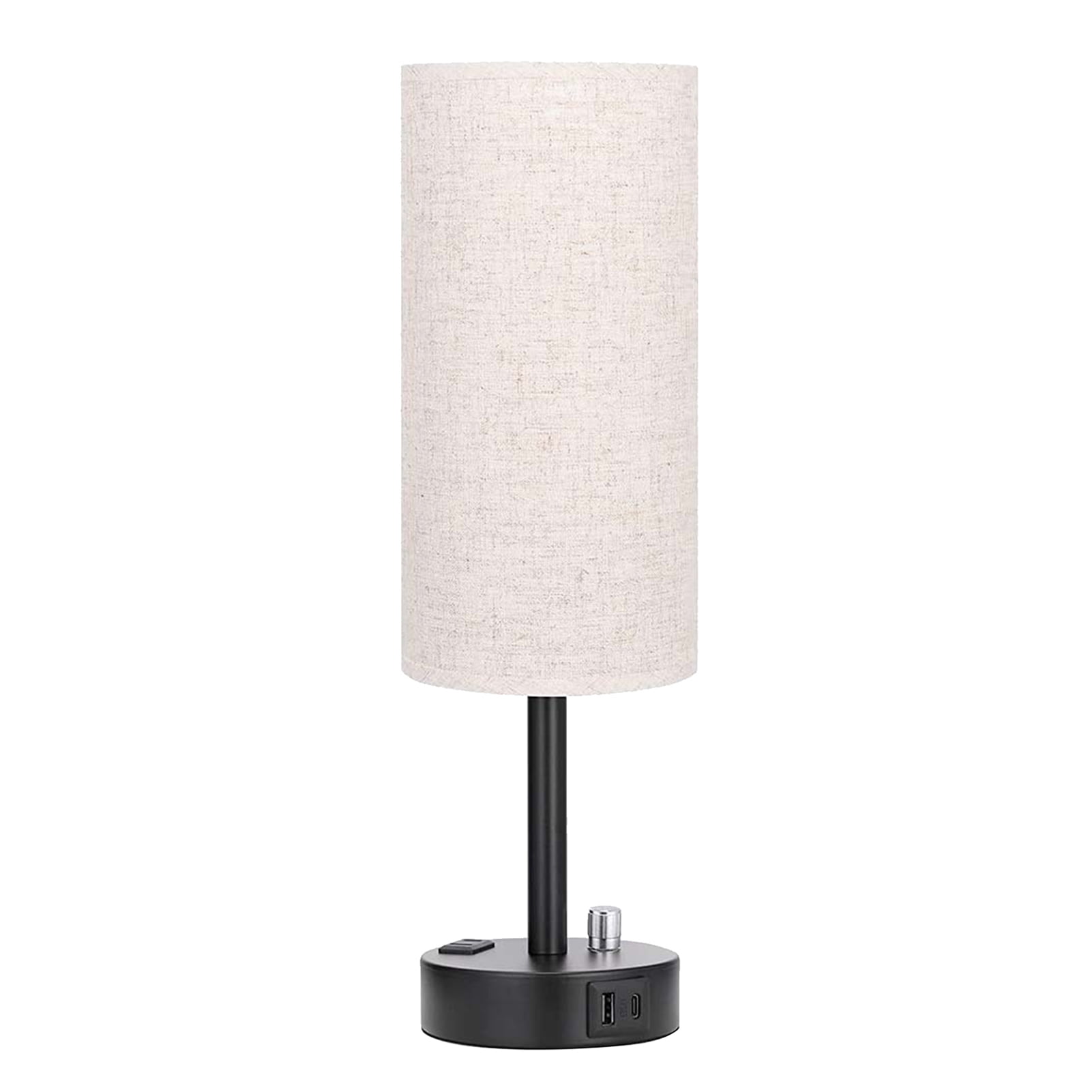 Moxufan Bedside Desk Lamp with USB-A USB-C Charging Port 6W Bulb ...