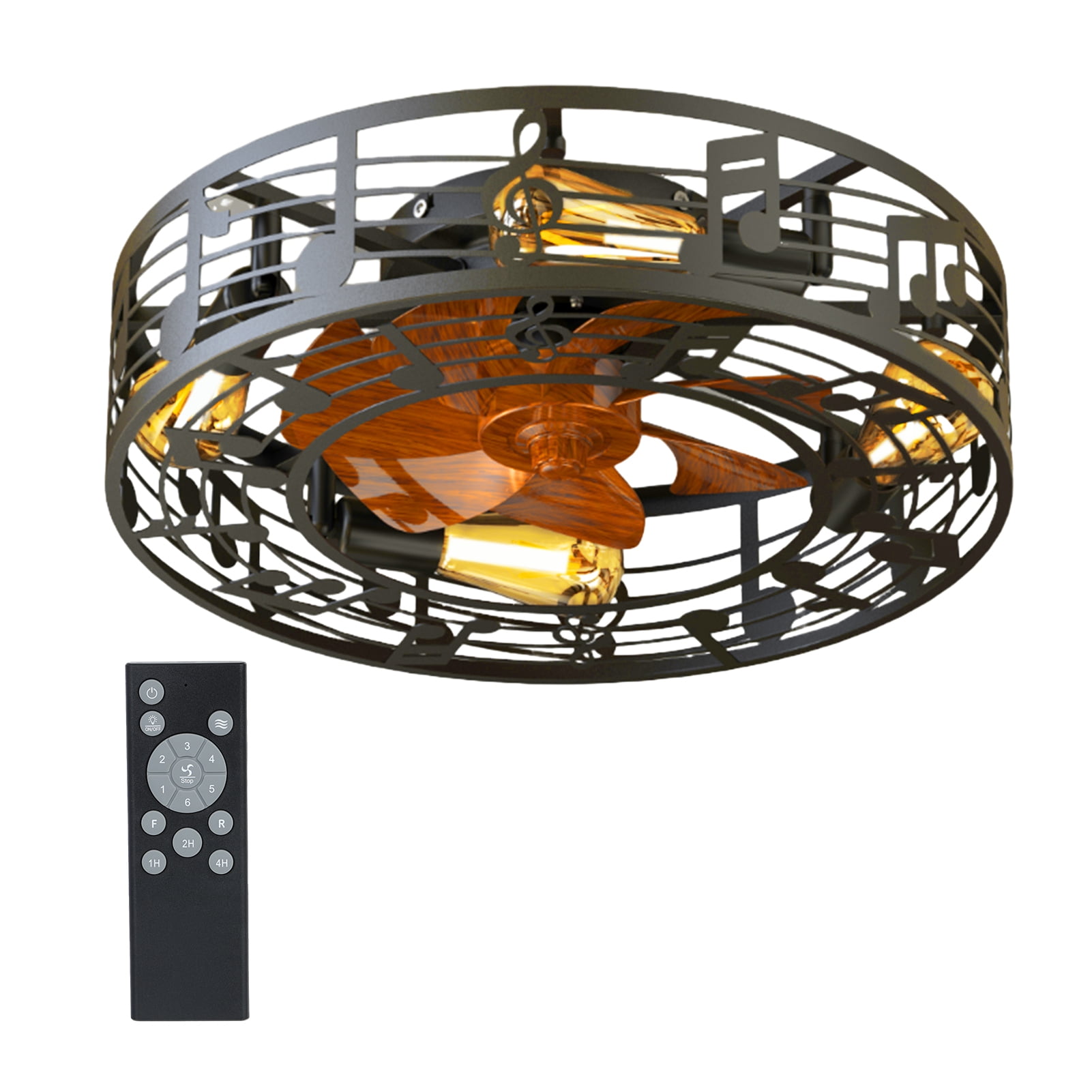 Moxufan Ceiling Fan Round Ceiling Light Fixture,20" Ceiling Fan,Musical ...