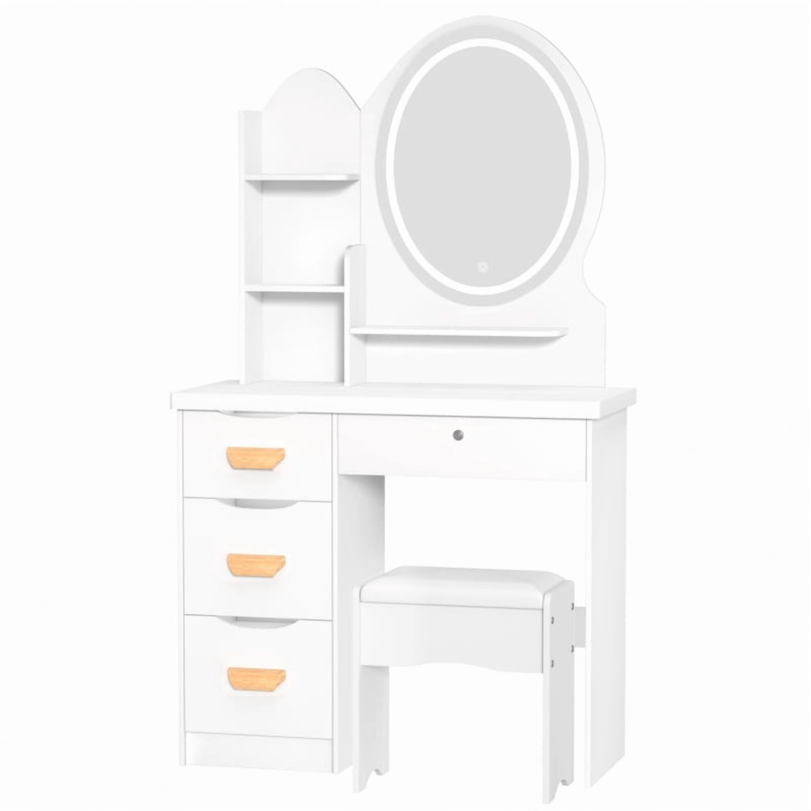Moxufan Dressing Table with Brightness Adjustment 3-colored Light ...