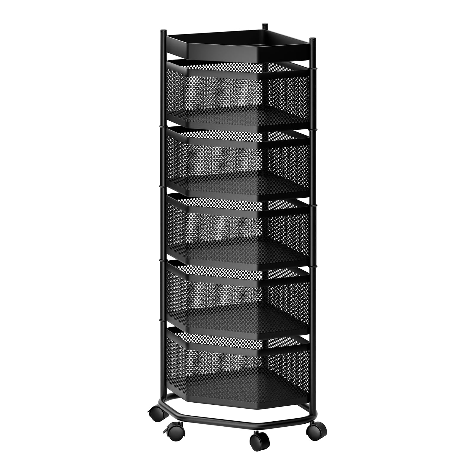 Moxufan Fruit Vegetable Basket,Rotating Storage Shelves Rack,Kitchen ...