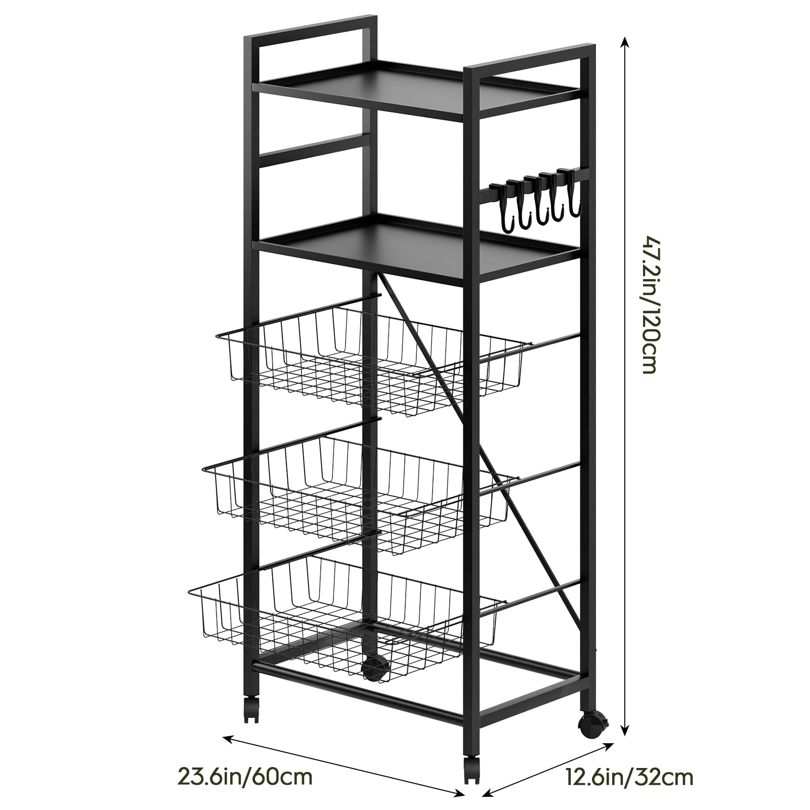 Moxufan Fruit Vegetable Storage Basket,5 Tier Stackable Metal Wire ...