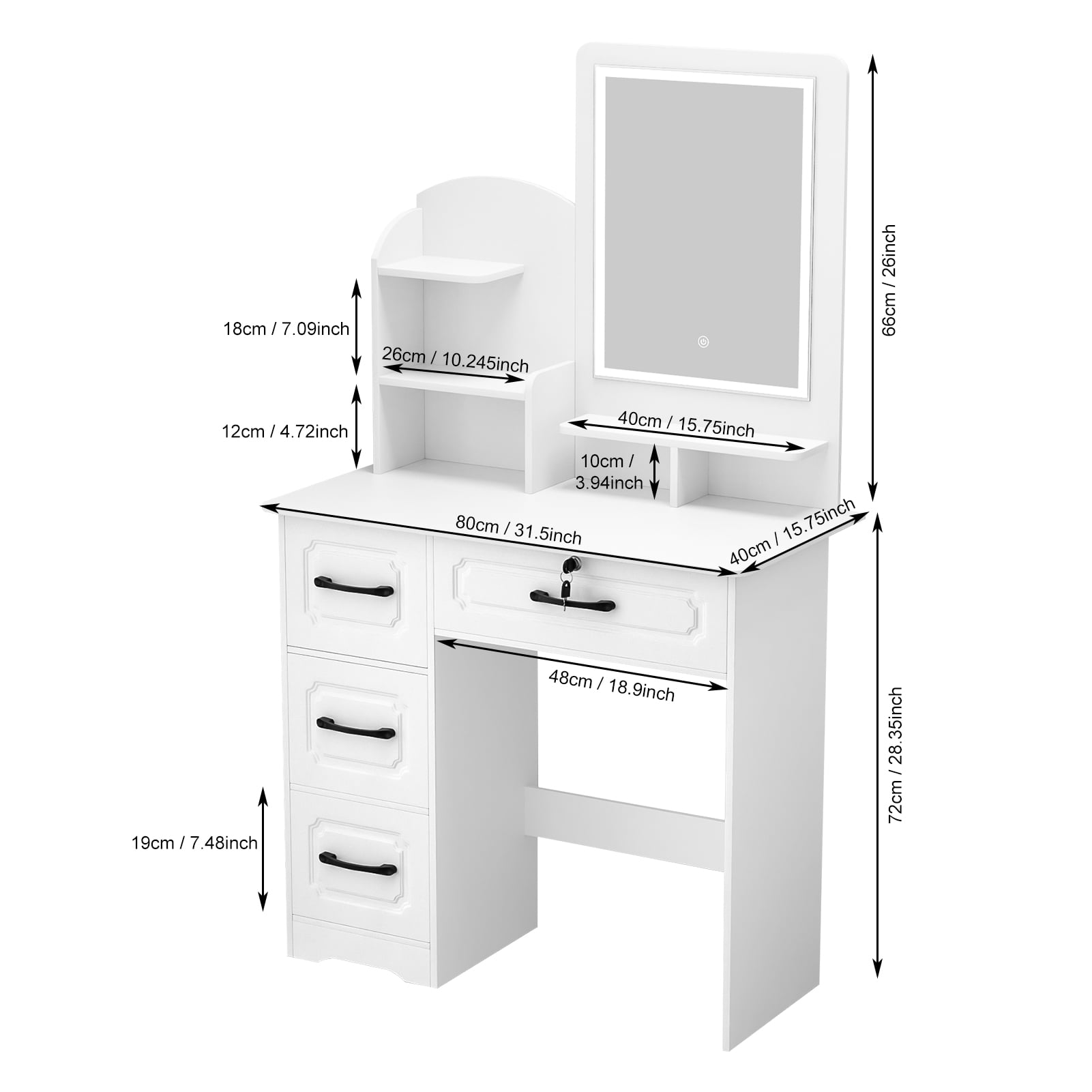 Moxufan Makeup Desk with Mirror,Large Vanity Desk with 6 Opening ...
