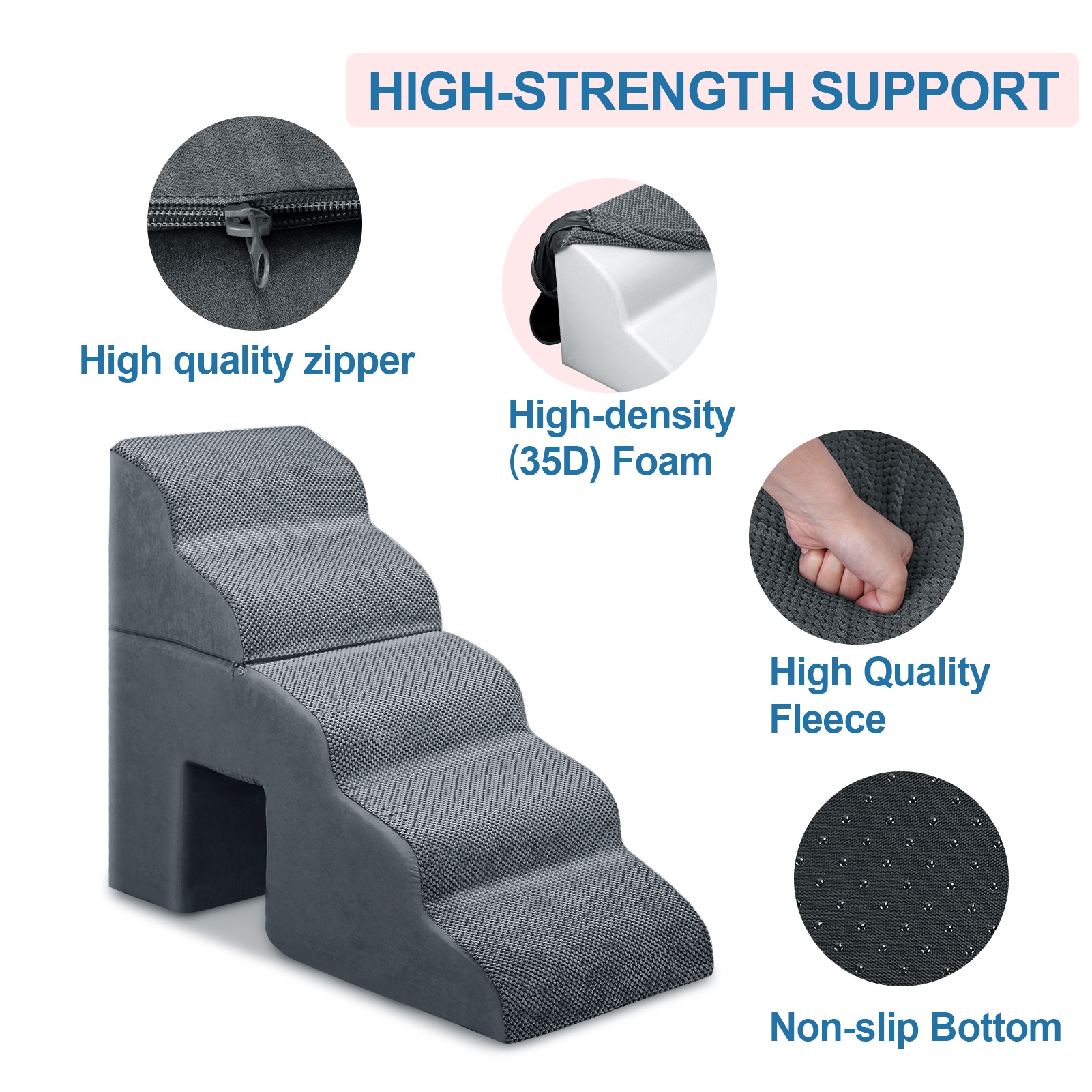Moxufan Pet Steps,5 Steps Dog Stairs Ramp for High Beds and Couch,Dog ...