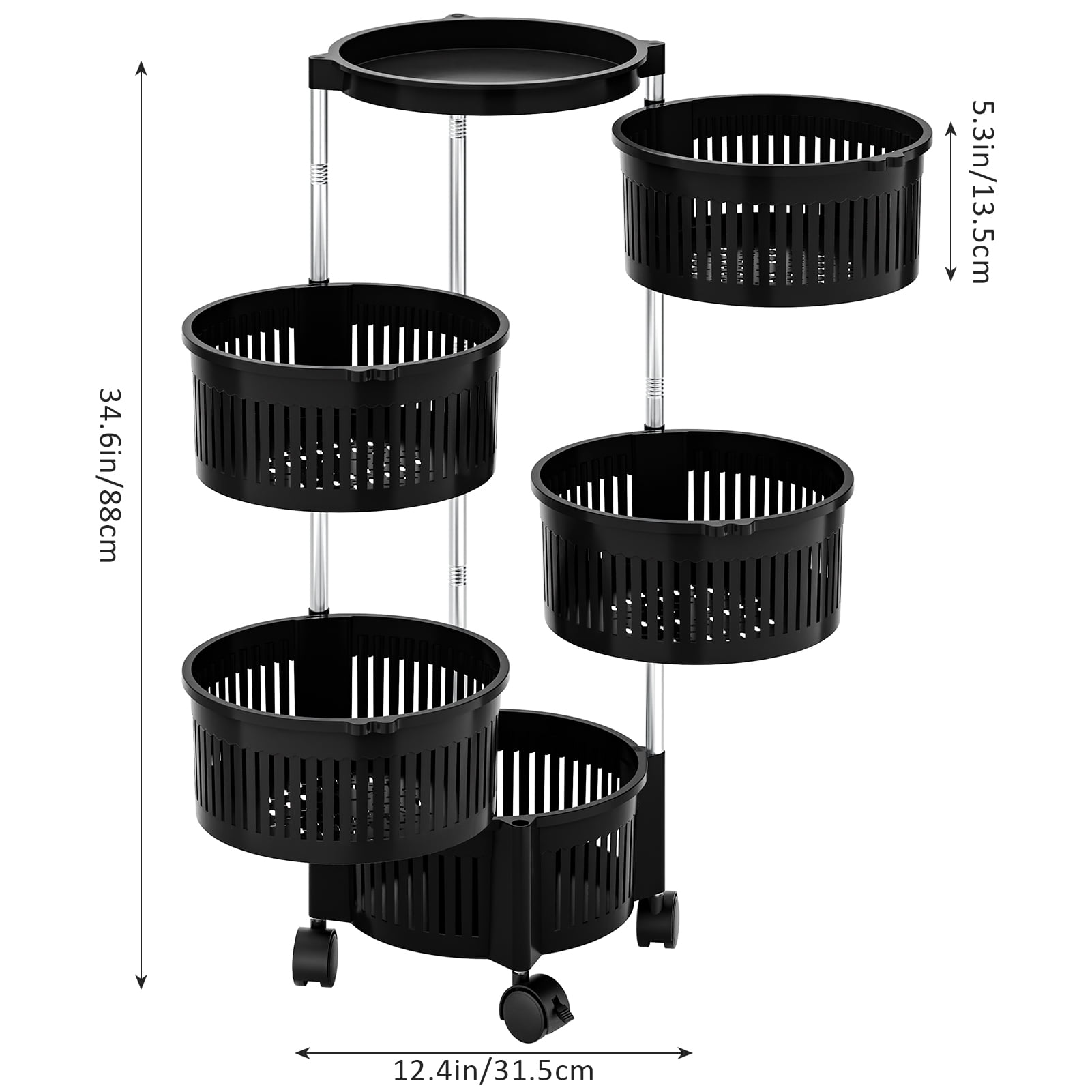 Moxufan Rotating Trolley,Kitchen Trolley,Rotating Kitchen Storage ...
