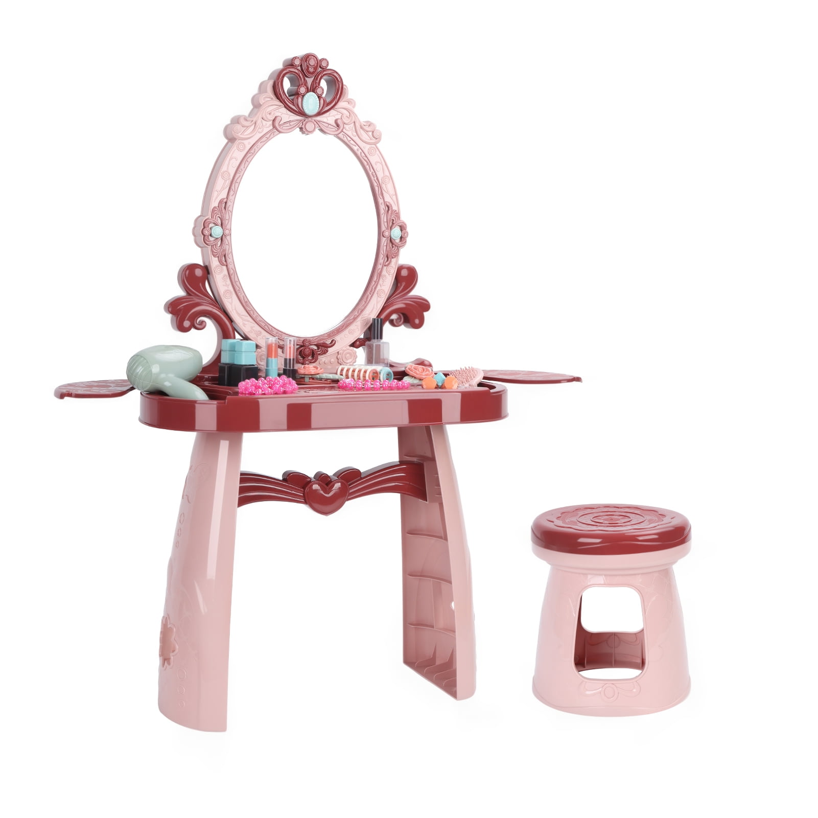 Moxufan Toddler Vanity Toys,Vanity Makeup Table with Mirror and Chair ...