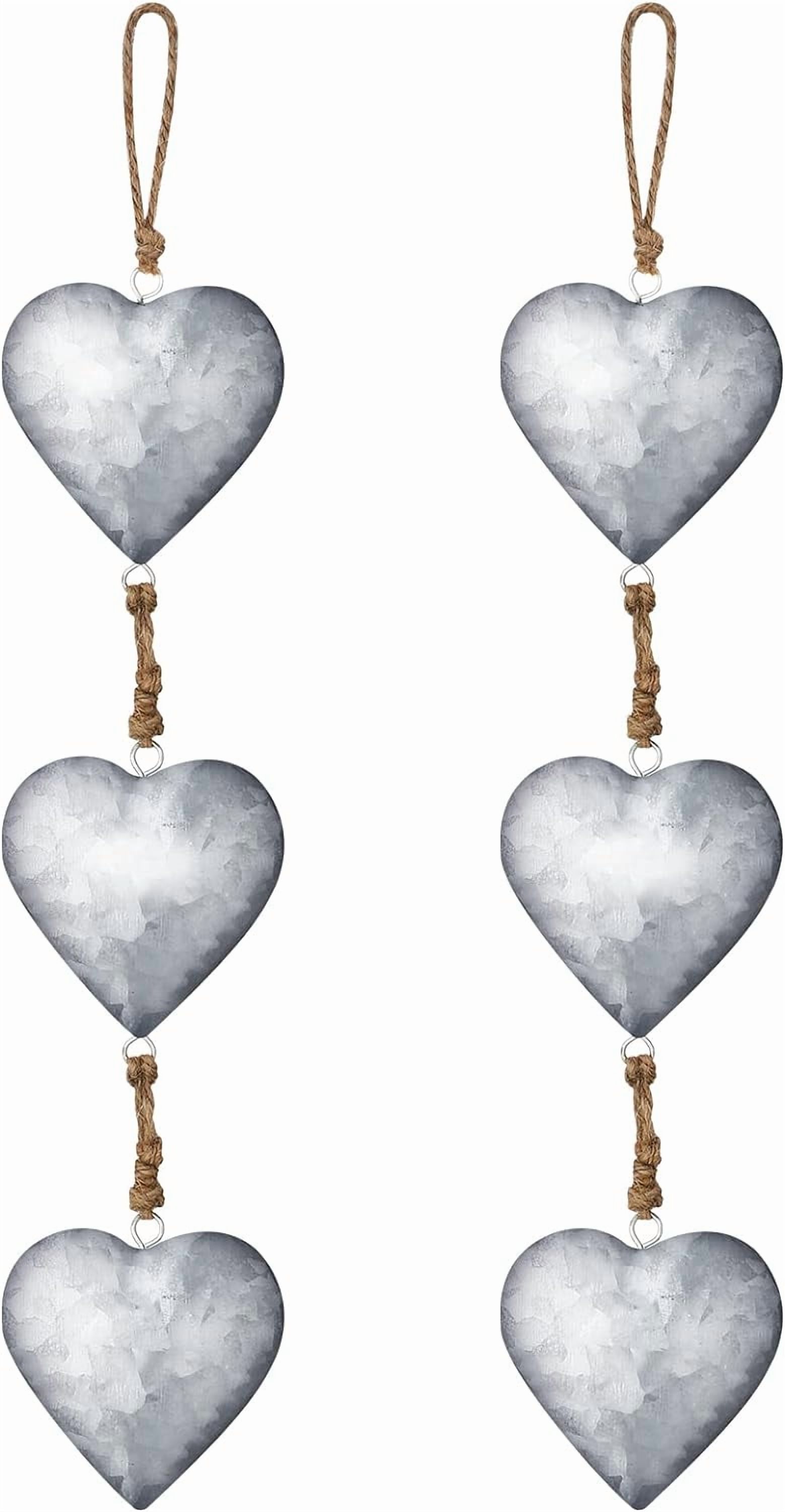 Moxweyeni 2 Pieces Metal Heart Wall Decor Galvanized Heart Hanging Sign ...