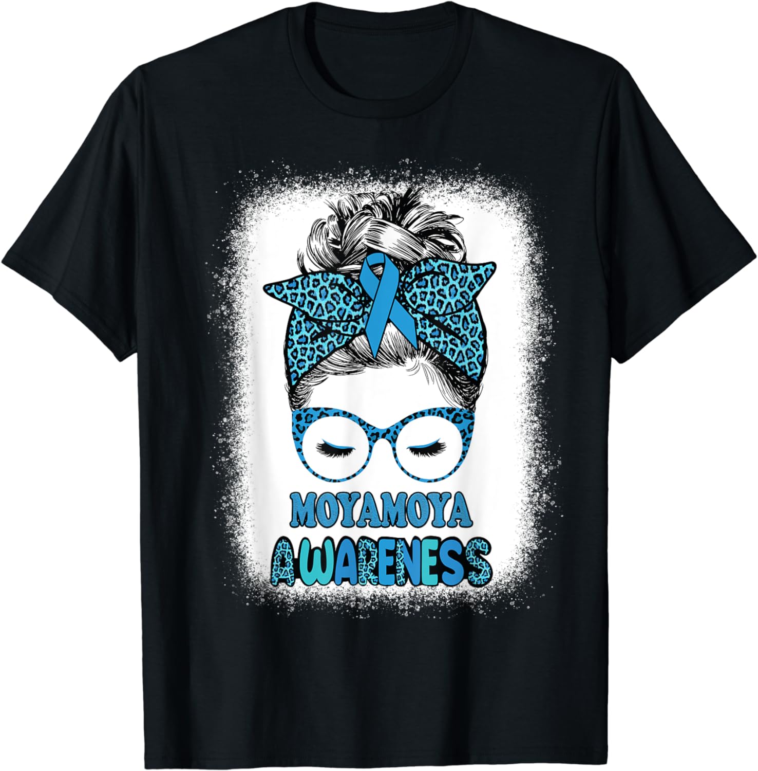 Moyamoya Disease Awareness Messy Bun Blue Ribbon T-Shirt - Walmart.com