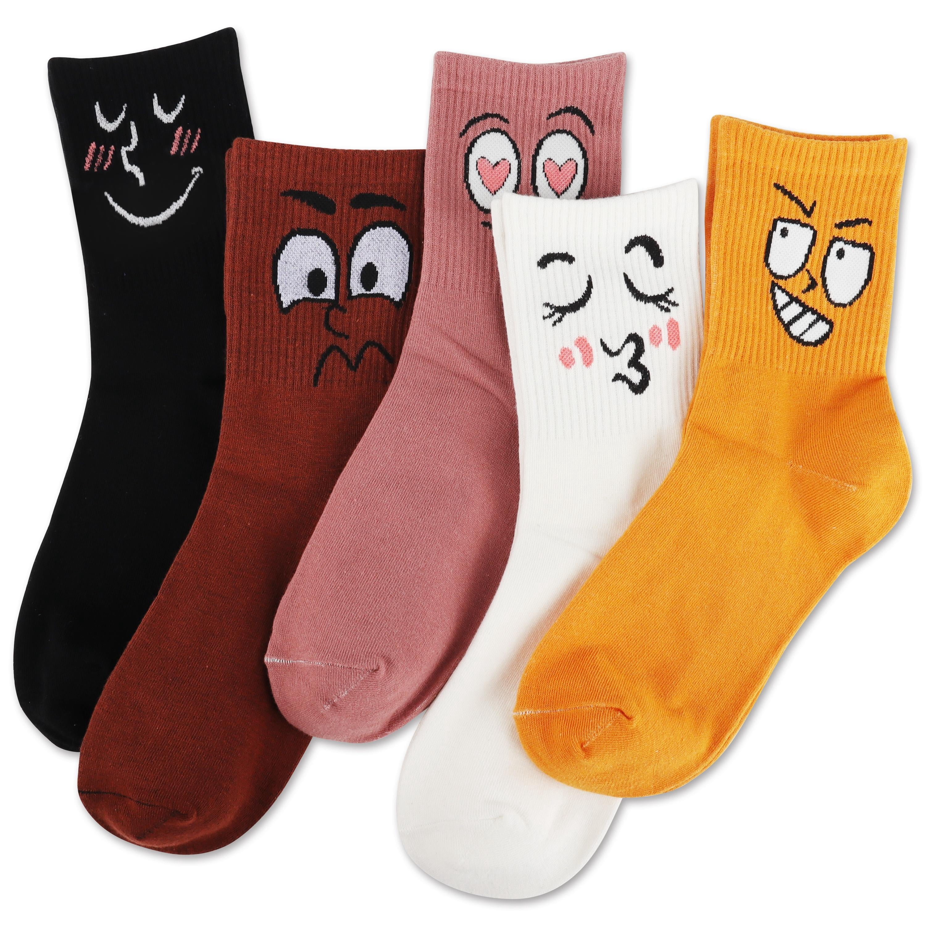 Moyel 5 Pack Colorful Emotion Face Socks Cute Funny Socks for Women ...