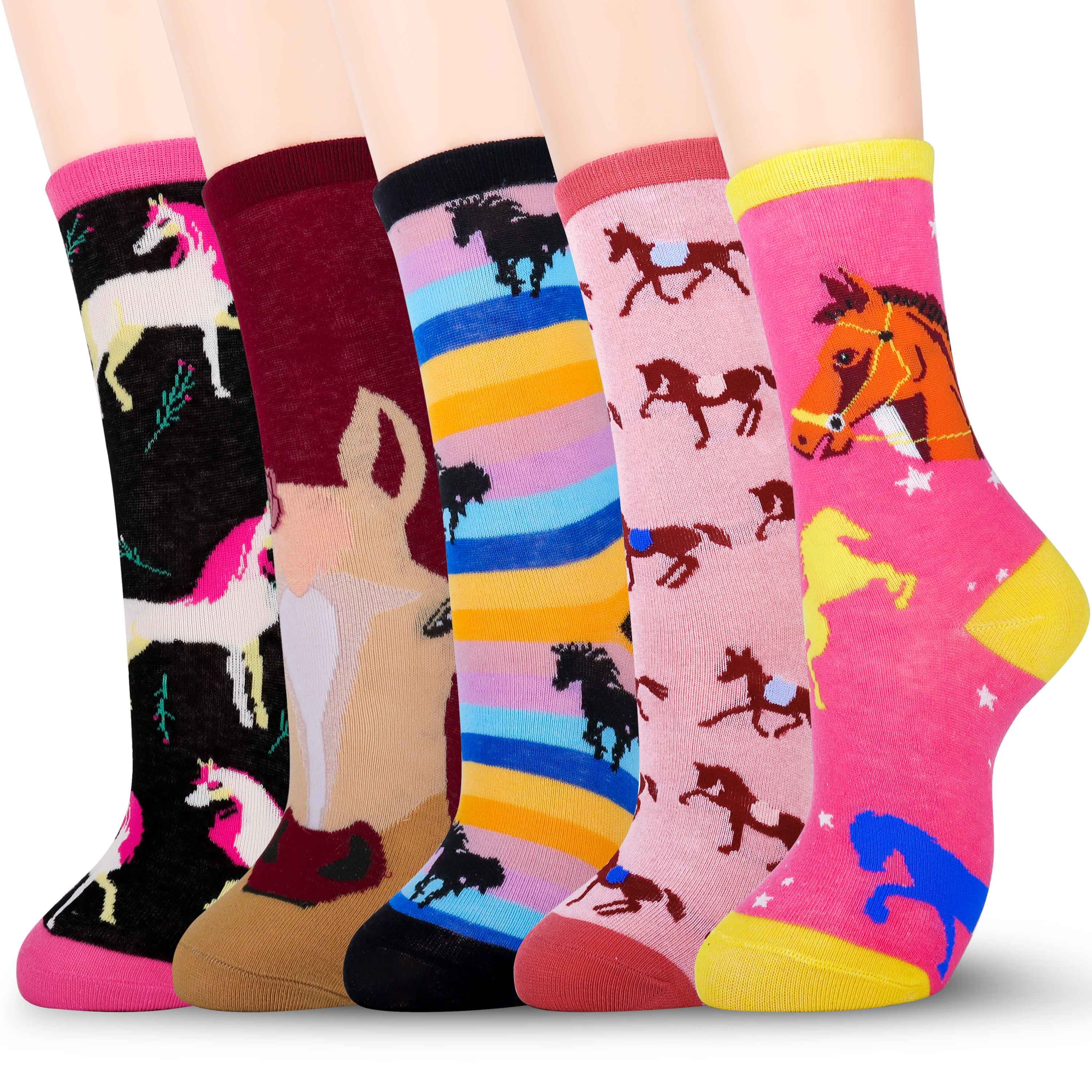 Moyel Cozy Little Fun Children's Horse Socks for Girls 8-12 Years, Cute ...