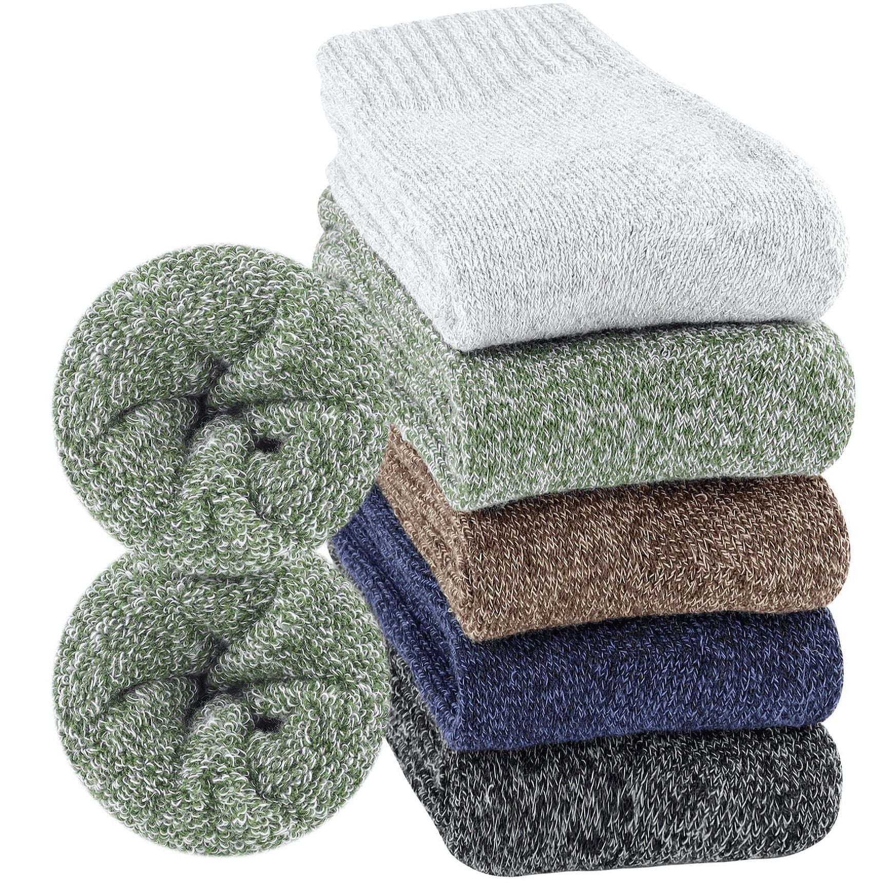 Moyel Men's Wool Socks, 5 Pairs Warm Winter Thermal Boot Crew Socks ...