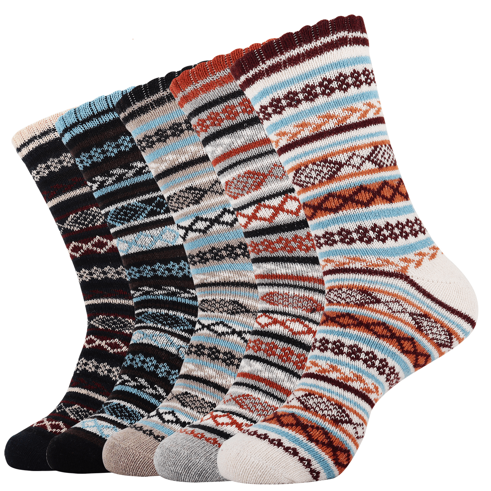 Moyel Men's Wool Socks, 5 Pairs, Size 7-13, Vintage Design, Warm for ...
