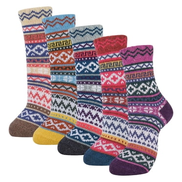 Combed Cotton Crew Socks for Women Colorful 6 Pairs Size 9-11 - Design ...