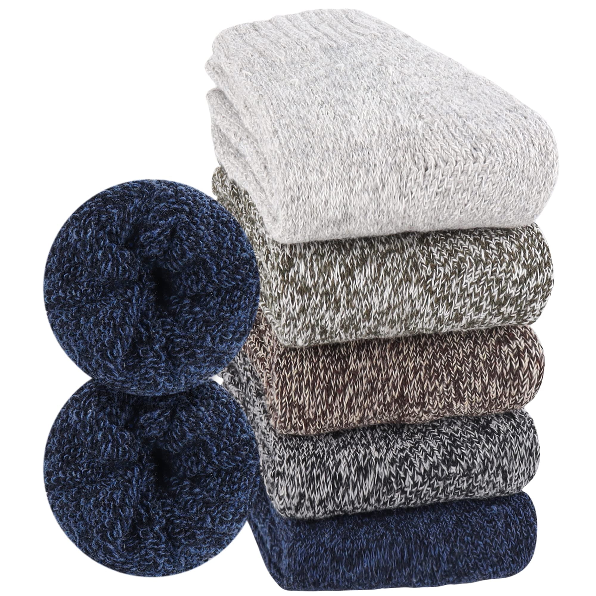 Moyel Women's Wool Socks, Size 5-8, 5 Pairs, Winter Thermal, Perfect ...