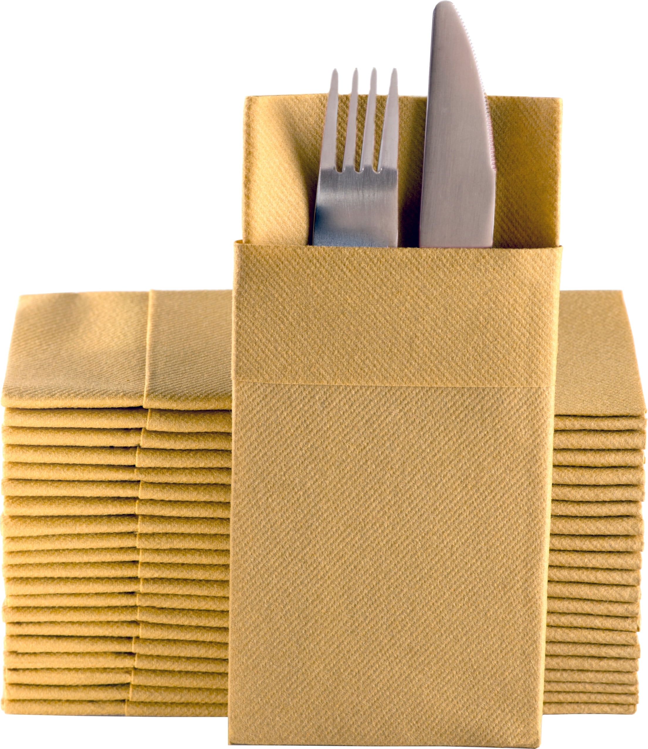 Moyes Home, Gold Pre-Folded Pocket Napkins, Linen-Feel Disposable ...