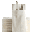 Moyes Home, White Pre-Folded Pocket Napkins, Linen-Feel Disposable ...