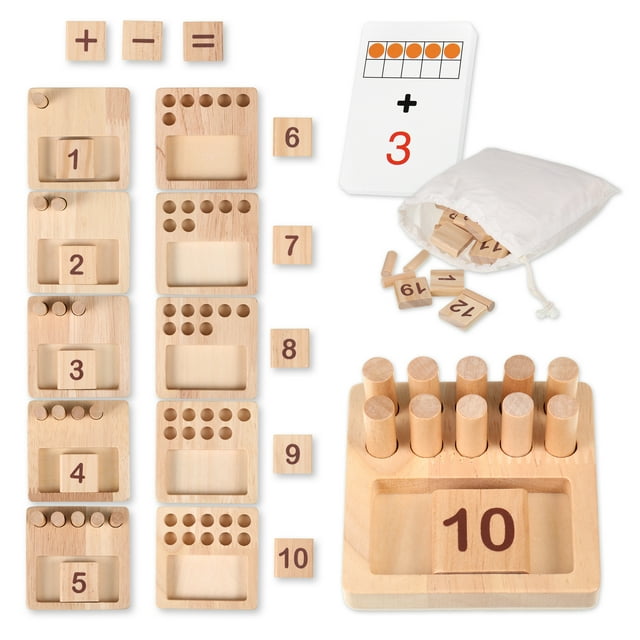 Moyic Wooden Counting Peg Boards Toys for Kids,Math Manipulatives ...