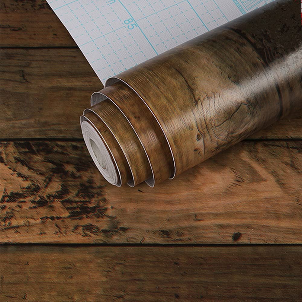Moyishi Self Adhesive Dark Brown Wood Grain Furniture Stickers PVC ...
