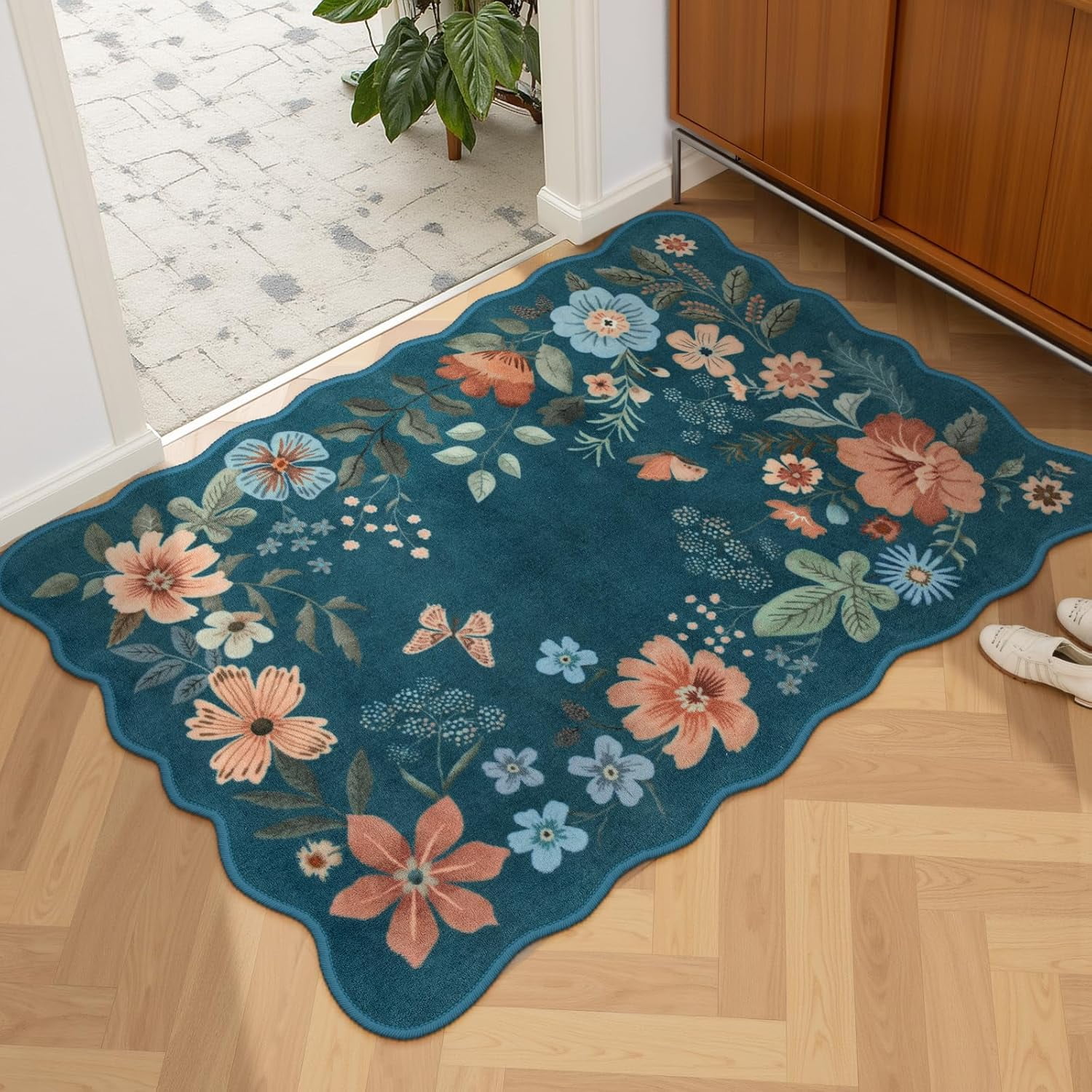 Moynesa 2'x3' Floral Rugs for Entryway, 2x3ft Washable Kitchen Rugs ...