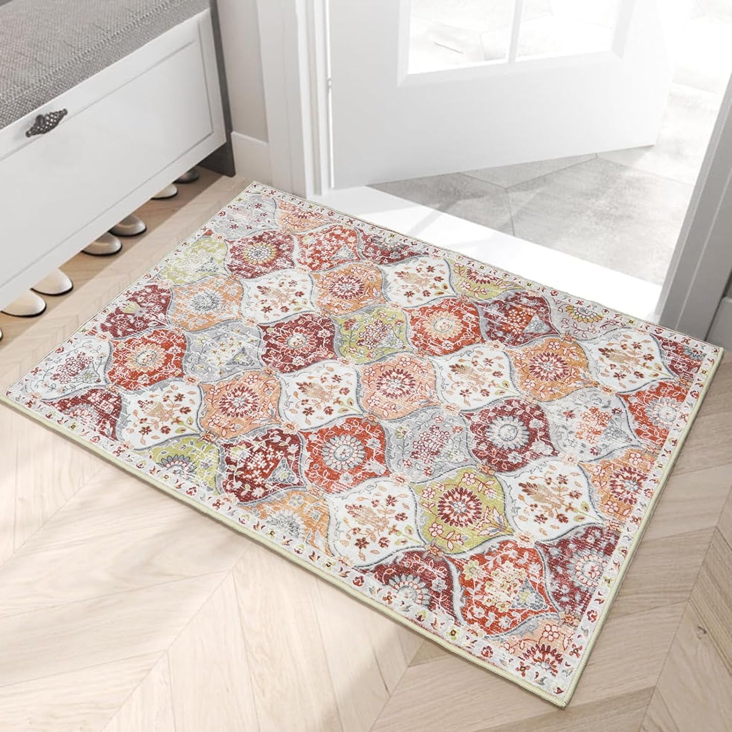 Moynesa 2'x3' Moroccan Trellis Area Rug, 2x3ft Entry Rug Non-Slip ...