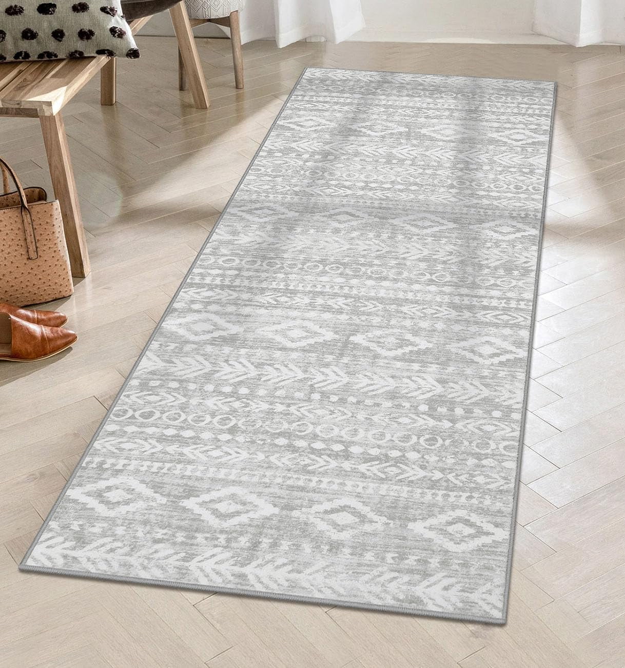 Moynesa 2'x6' Boho Moroccan Runner Rug,Washable Gray Kitchen Runner Rug ...