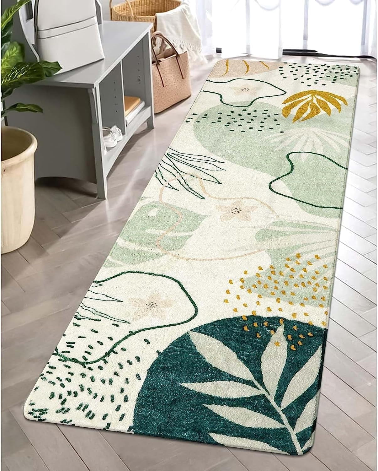 Moynesa 2'x6' Green Hallway Runner Rug,Washable Kitchen Runner Rug Boho ...