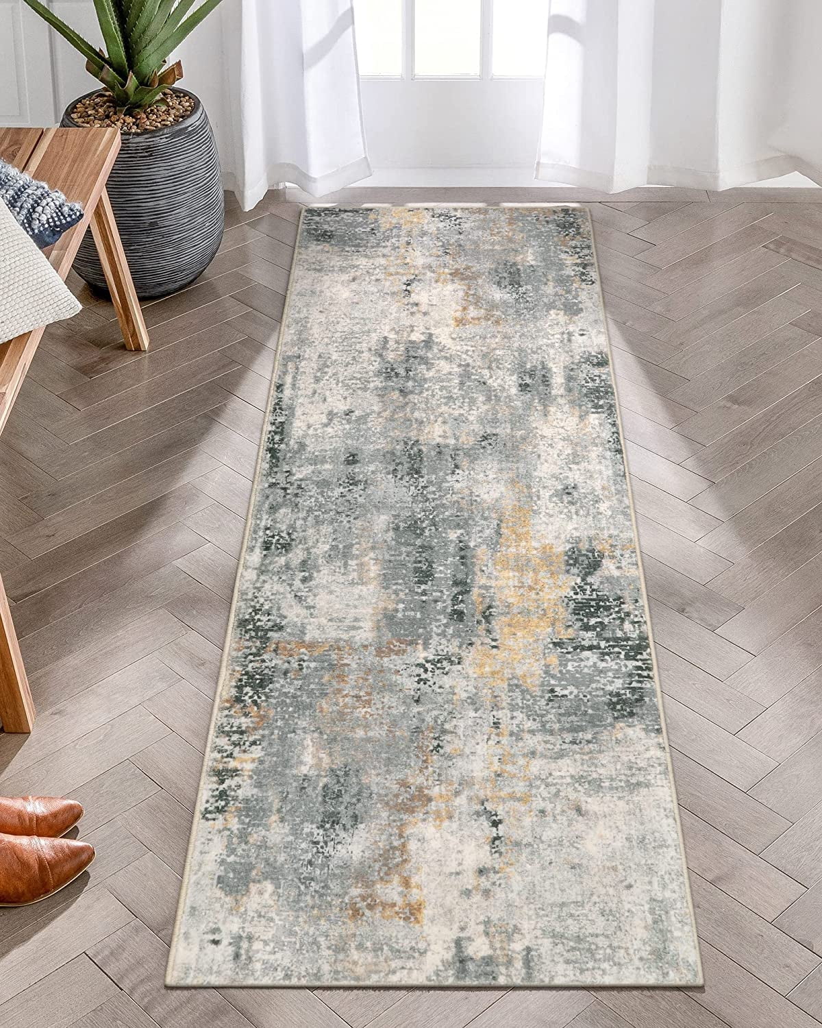 Moynesa 2'x6' Modern Abstract Gray Bathroom Runner Rug,Washable Long ...